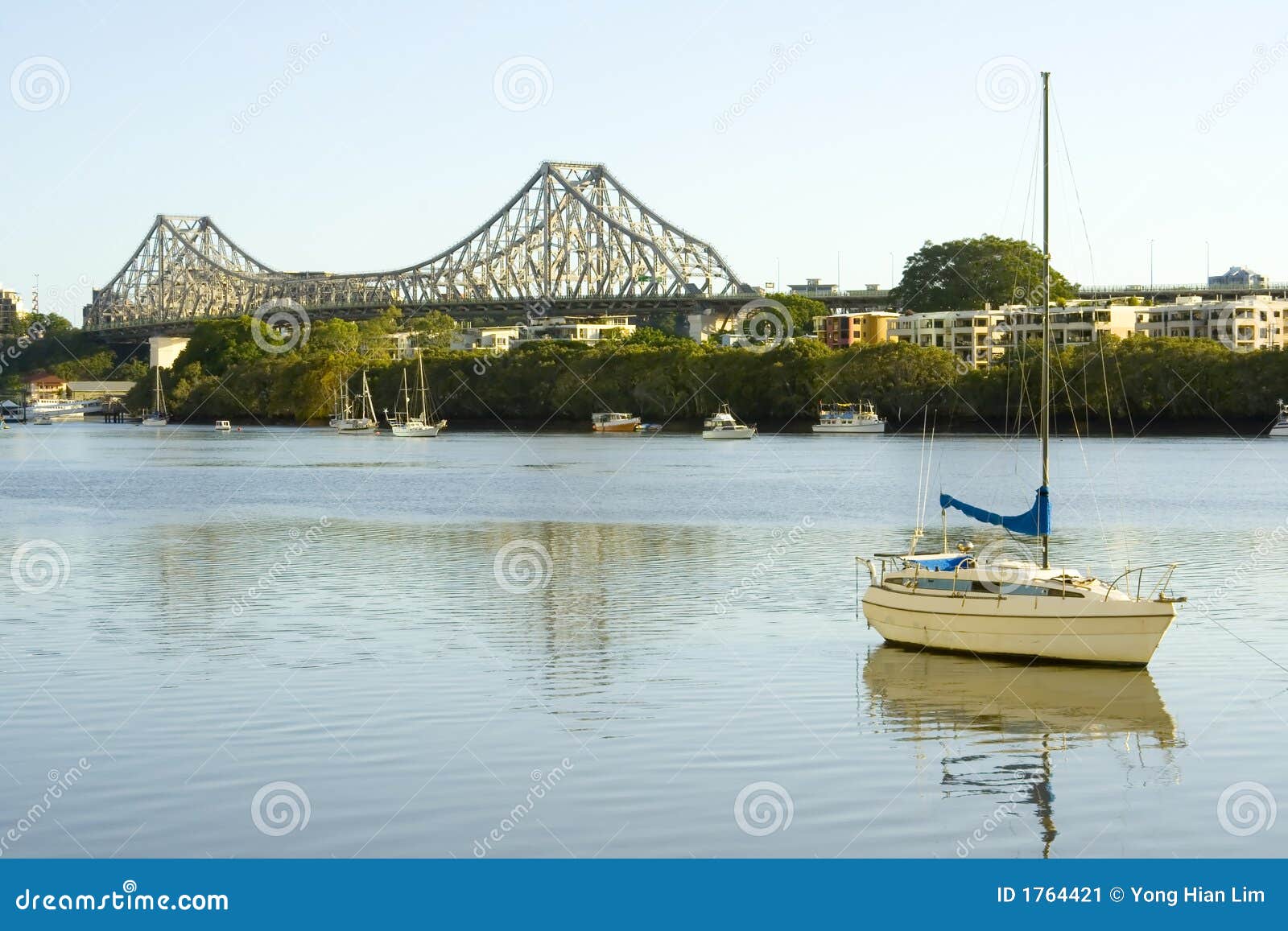 Story Bridge Across Brisbane River Stock Image - Image of landscape ...