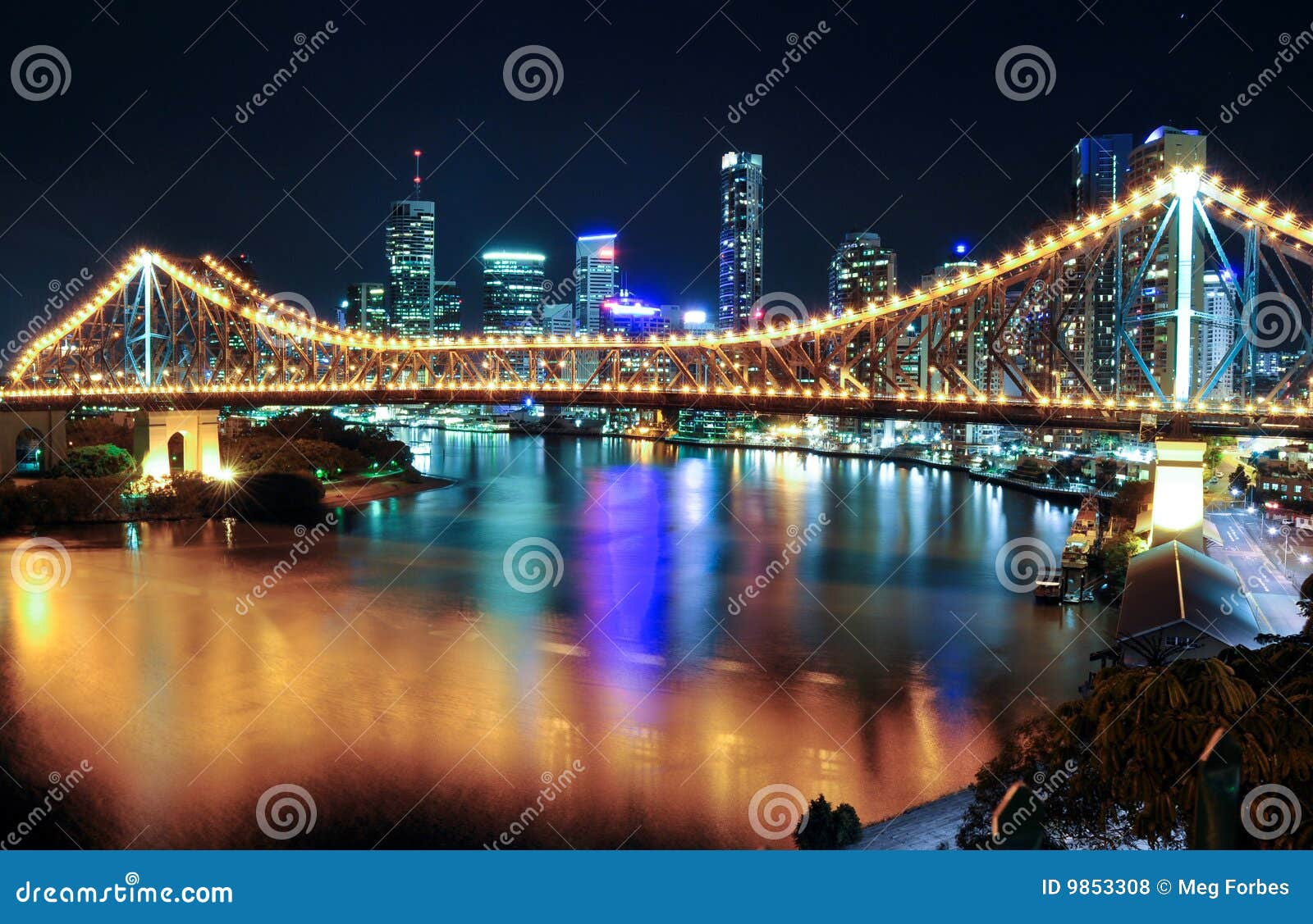 Story Bridge in Brisbane stock photo. Image of river, lights - 9853308
