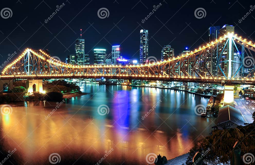 Story Bridge in Brisbane stock photo. Image of river, lights - 9853308