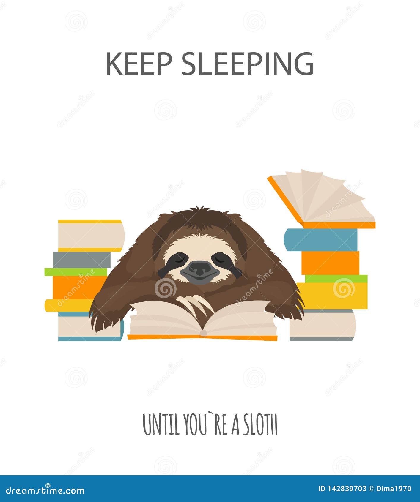 The Story of One Sloth. at Work, Study Stock Vector - Illustration of ...