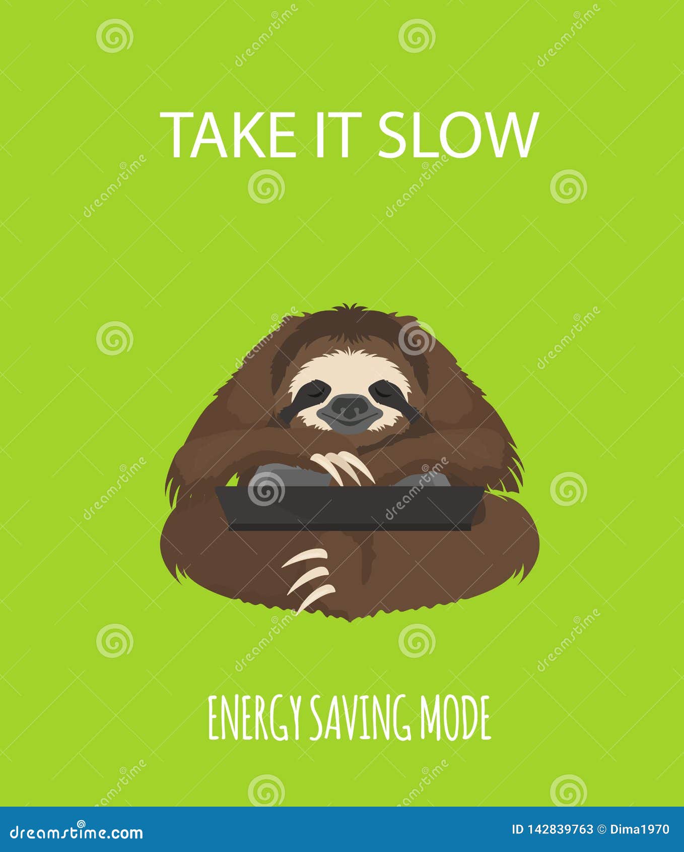 The Story of One Sloth. at Work, Study Stock Vector - Illustration of ...