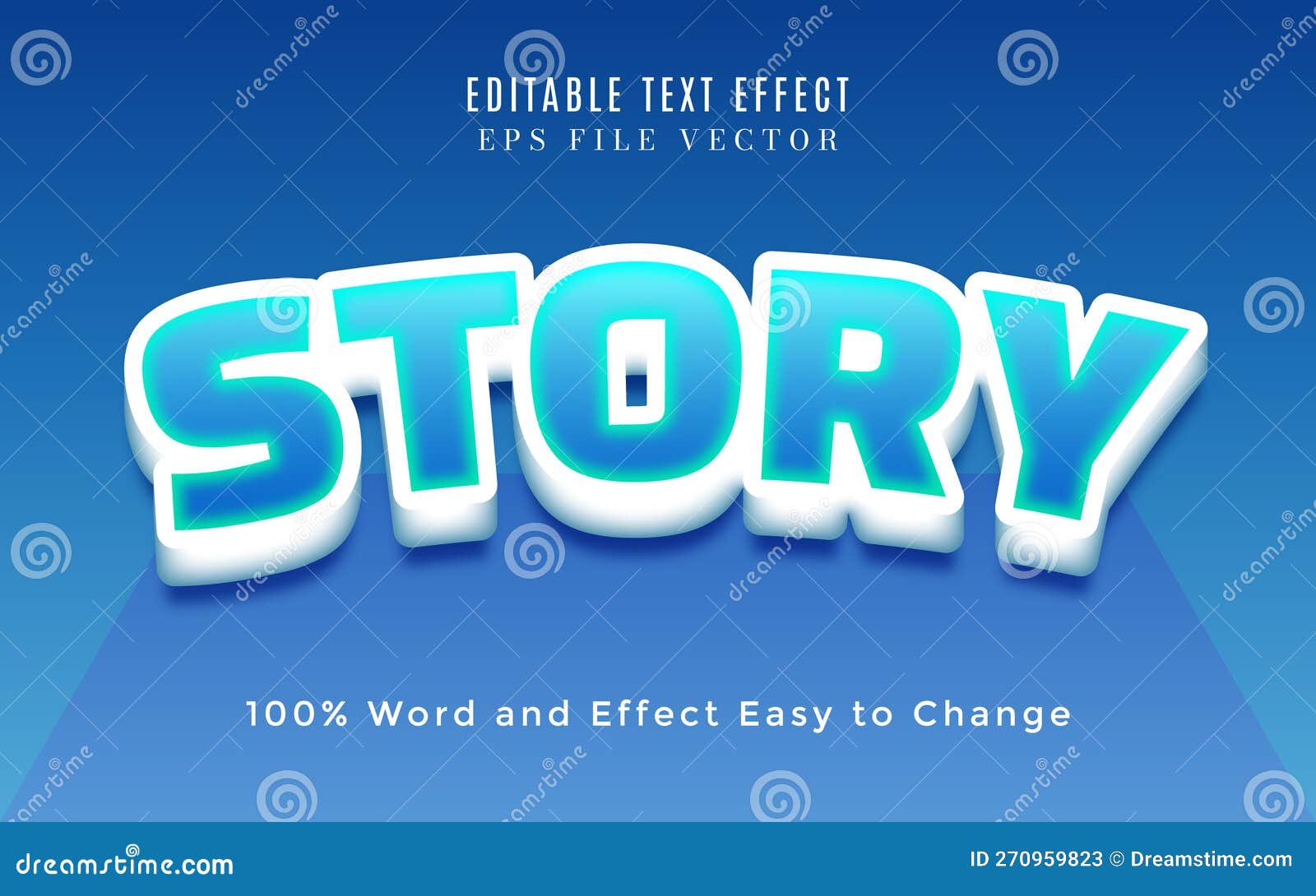 Story Text, Blue Background, 3d Style Editable Text Effect Stock Vector ...