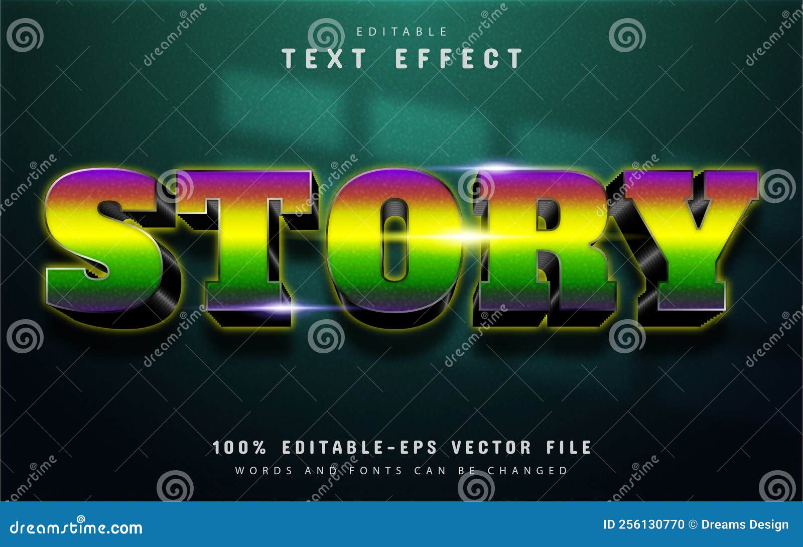 Story Text, Colorful Gradient Text Effect Editable Stock Vector ...