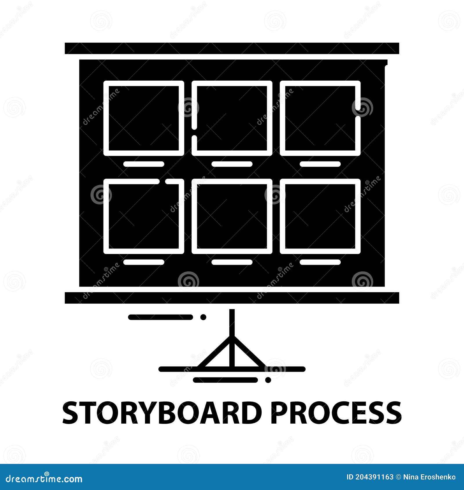 Storyboard Process Icon, Black Vector Sign with Editable Strokes ...