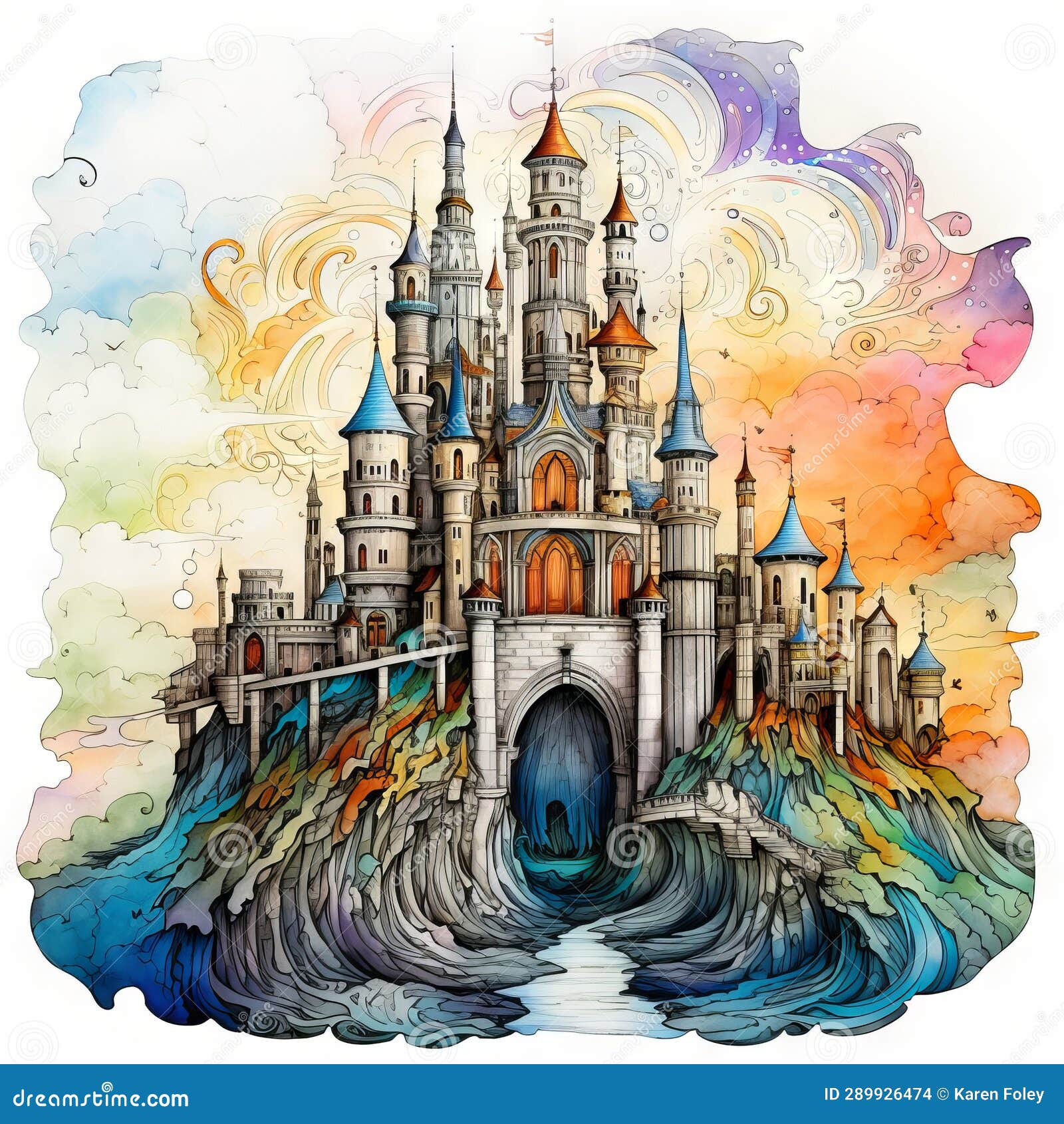 Storybook castle stock photo. Image of fortress, castle - 289926474