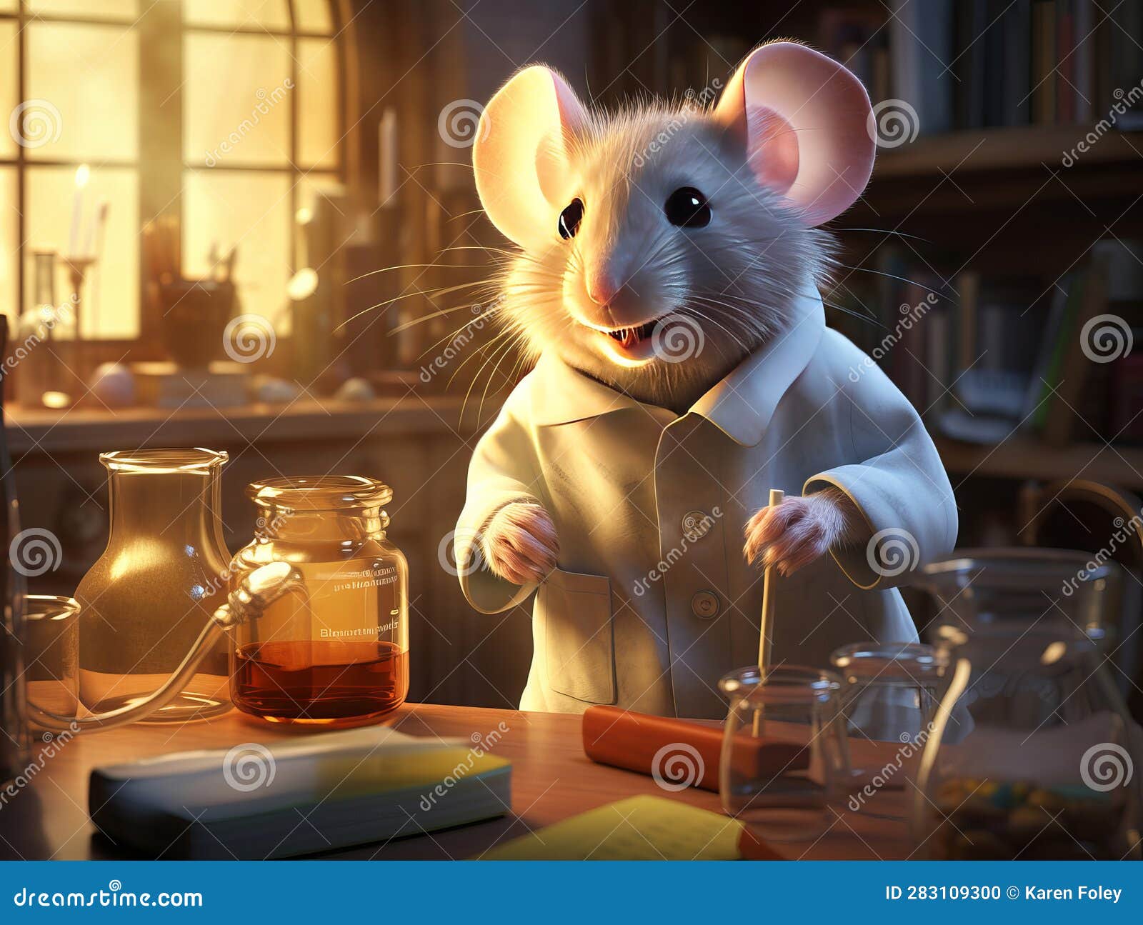 Mouse in the Laboratory stock illustration. Illustration of engineer ...