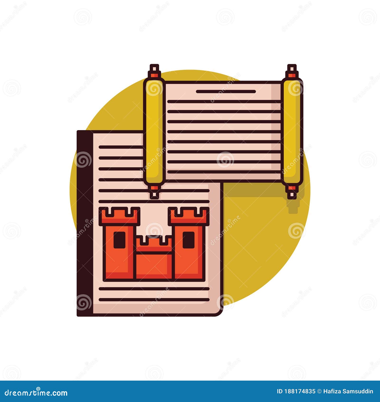 Storybook with Scroll. Vector Illustration Decorative Design Stock ...