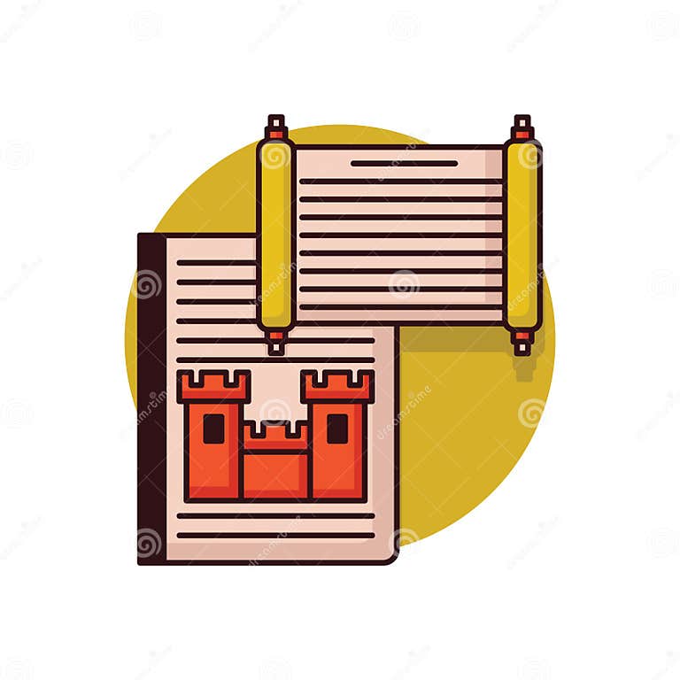 Storybook with Scroll. Vector Illustration Decorative Design Stock ...