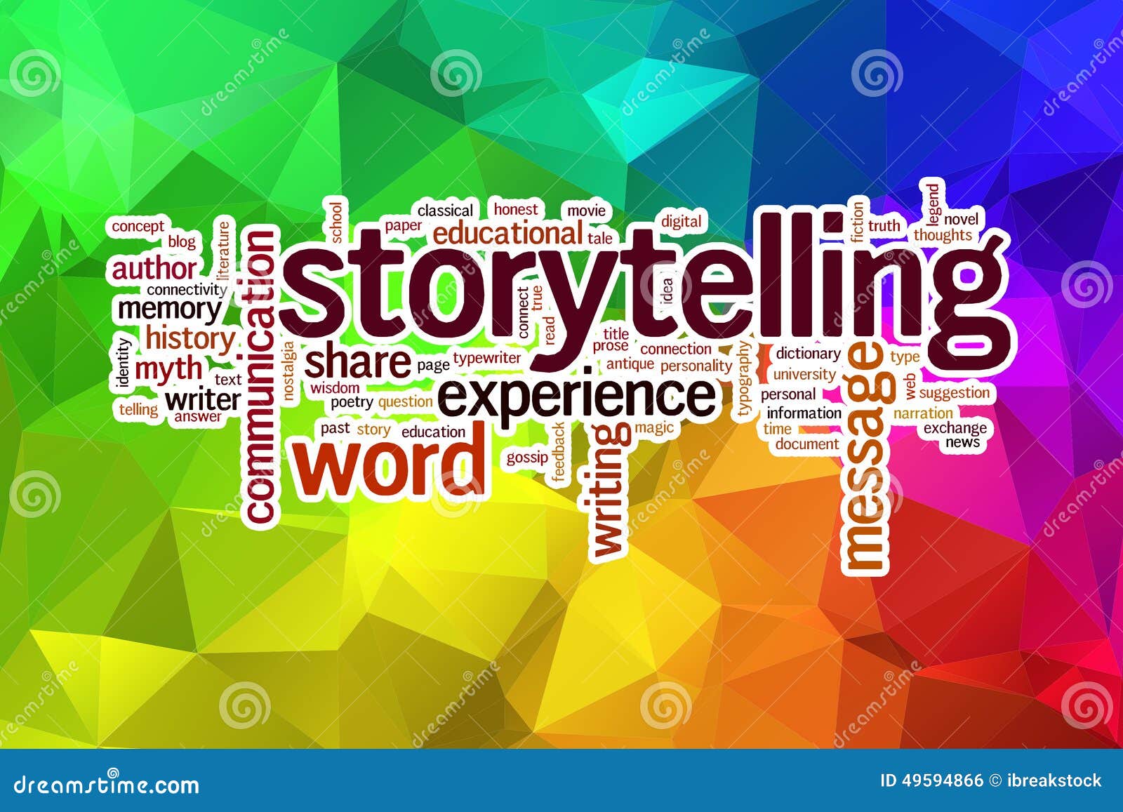 Storytelling Concept Word Cloud on a Low Poly Background Stock ...
