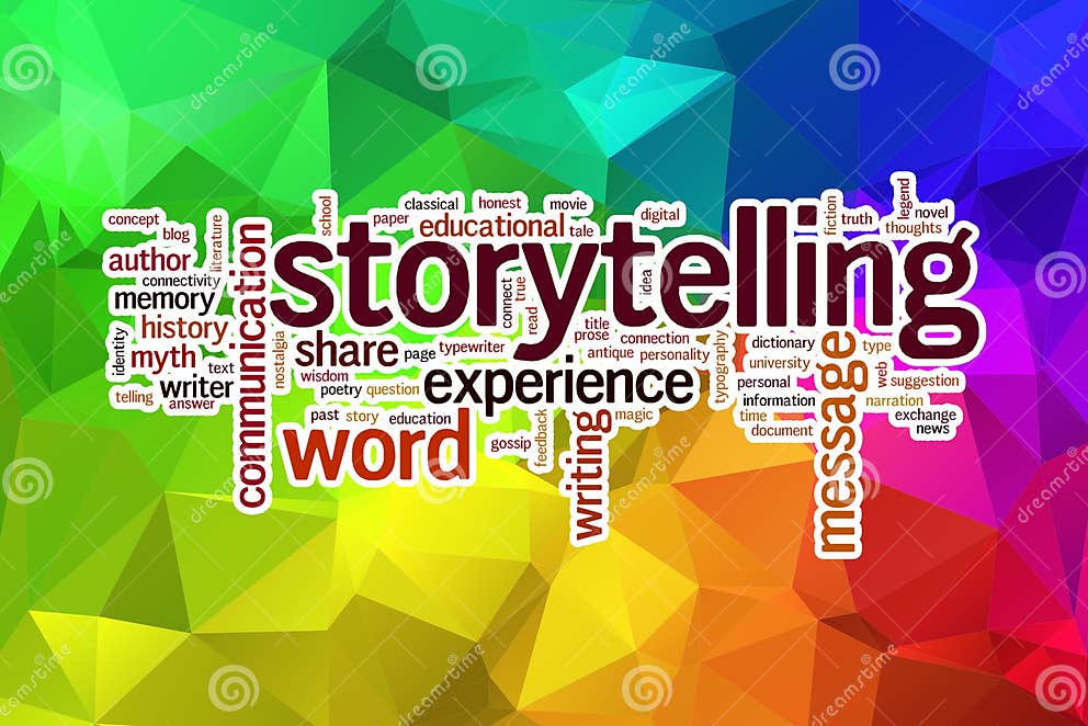 Storytelling Concept Word Cloud on a Low Poly Background Stock ...