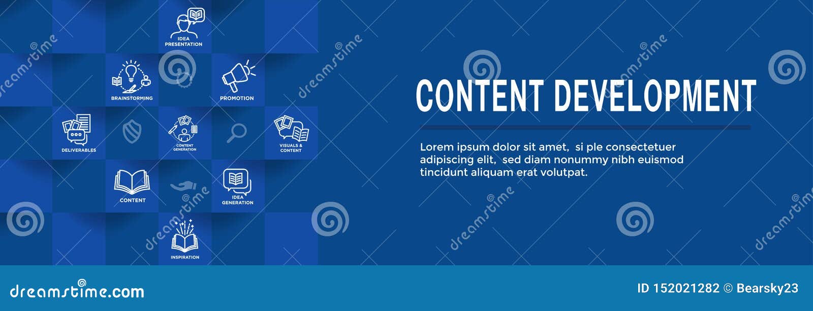 Storytelling Content Development Icon Set - Web Header Banner Stock ...