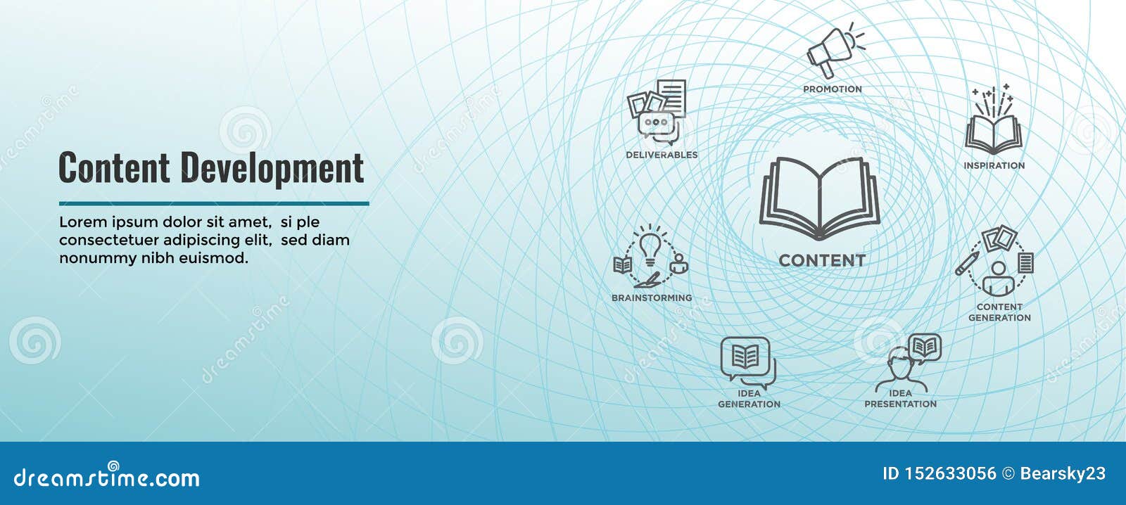 Storytelling Content Development Icon Set - Web Header Banner Stock ...