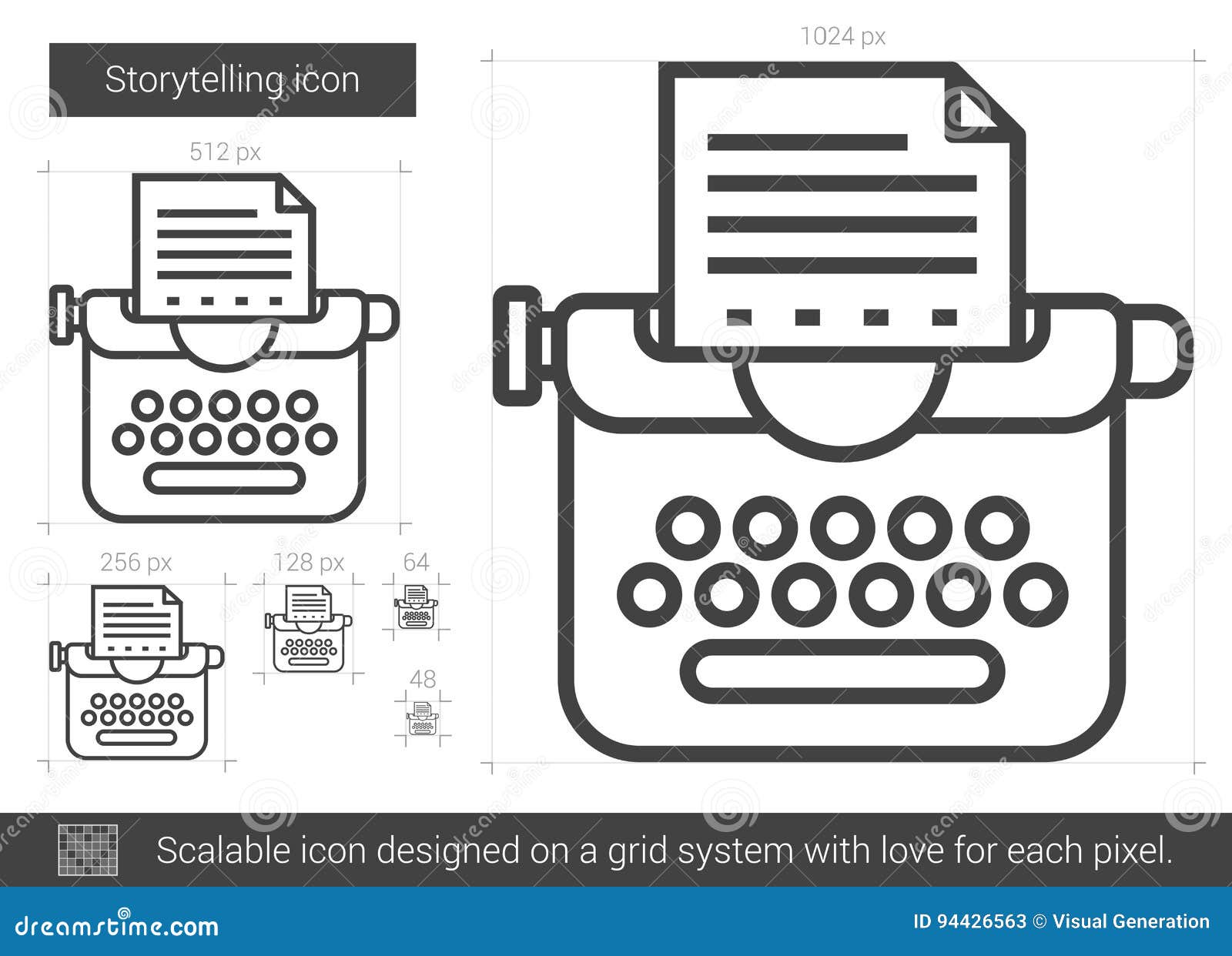 Storytelling line icon. stock vector. Illustration of print - 94426563