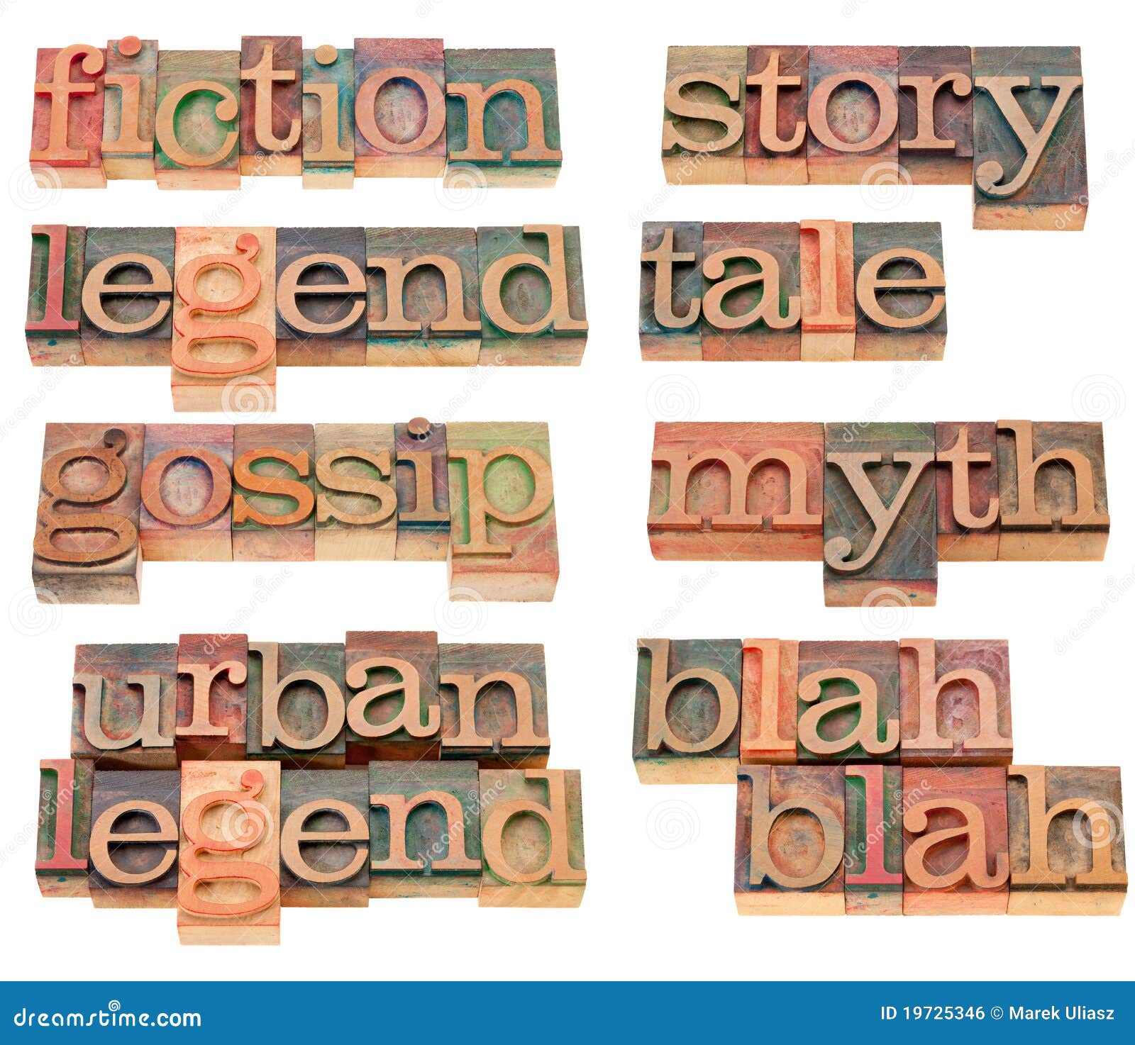 Storytelling Words in Letterpress Type Stock Photo - Image of nonsense ...