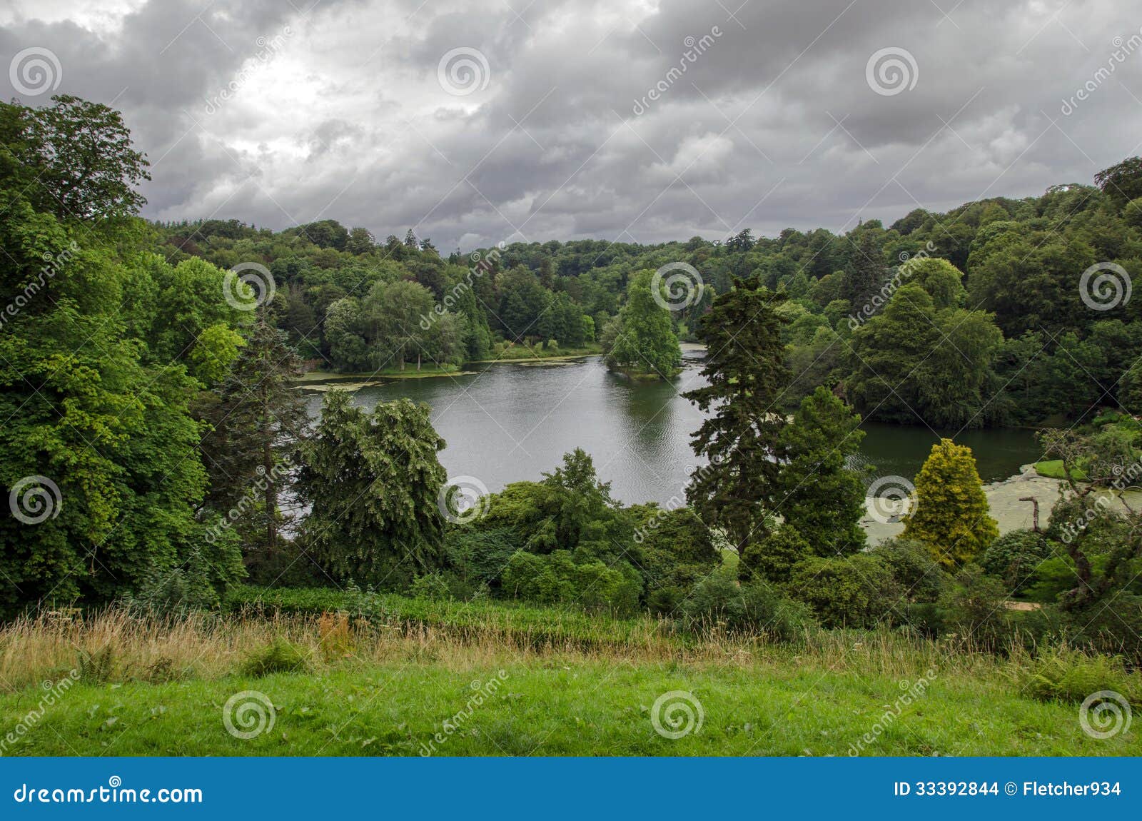 Stourhead Lake, Wiltshire, England Stock Photo - Image of built, island ...