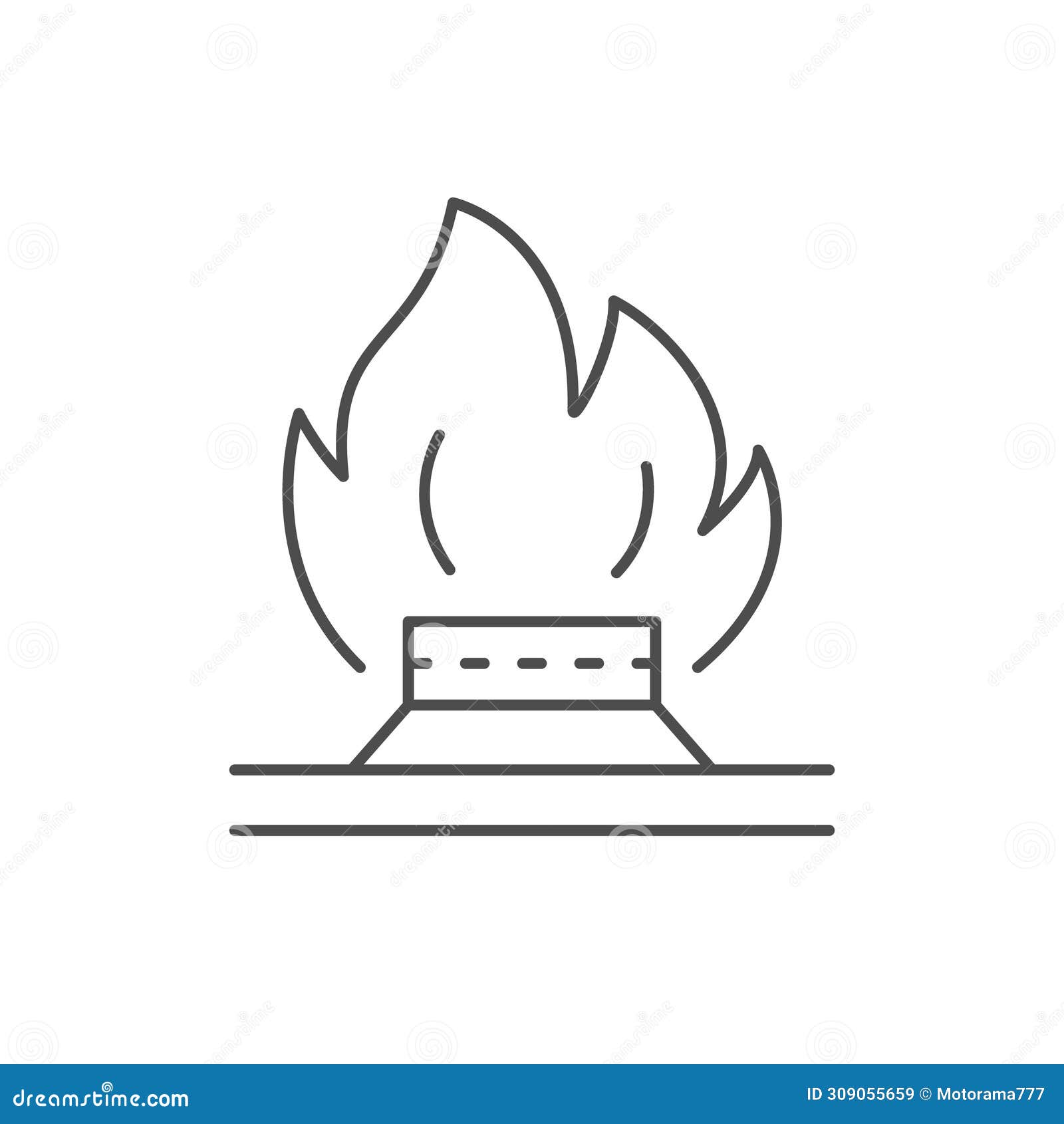 Stove Flame Line Outline Icon Stock Vector - Illustration of combustion ...
