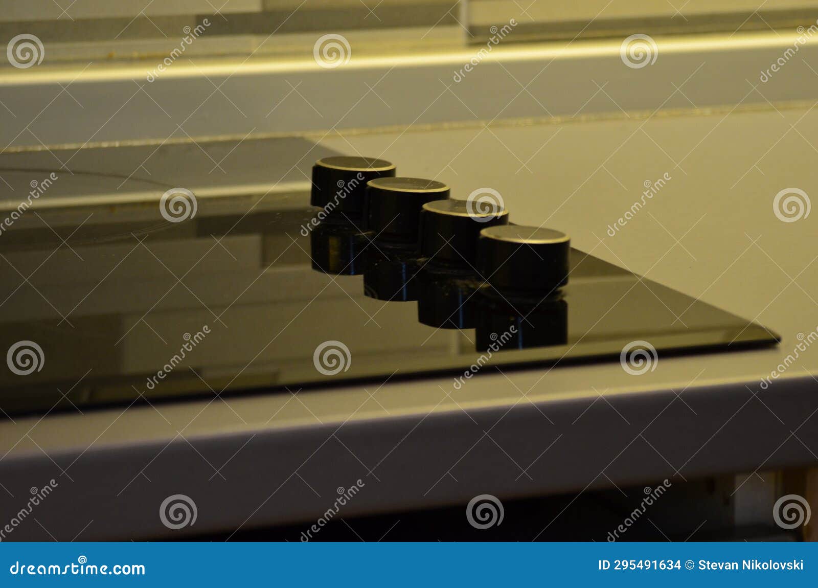 Stove Flat Glass Panel Knobs and Buttons Stock Photo - Image of gadget ...