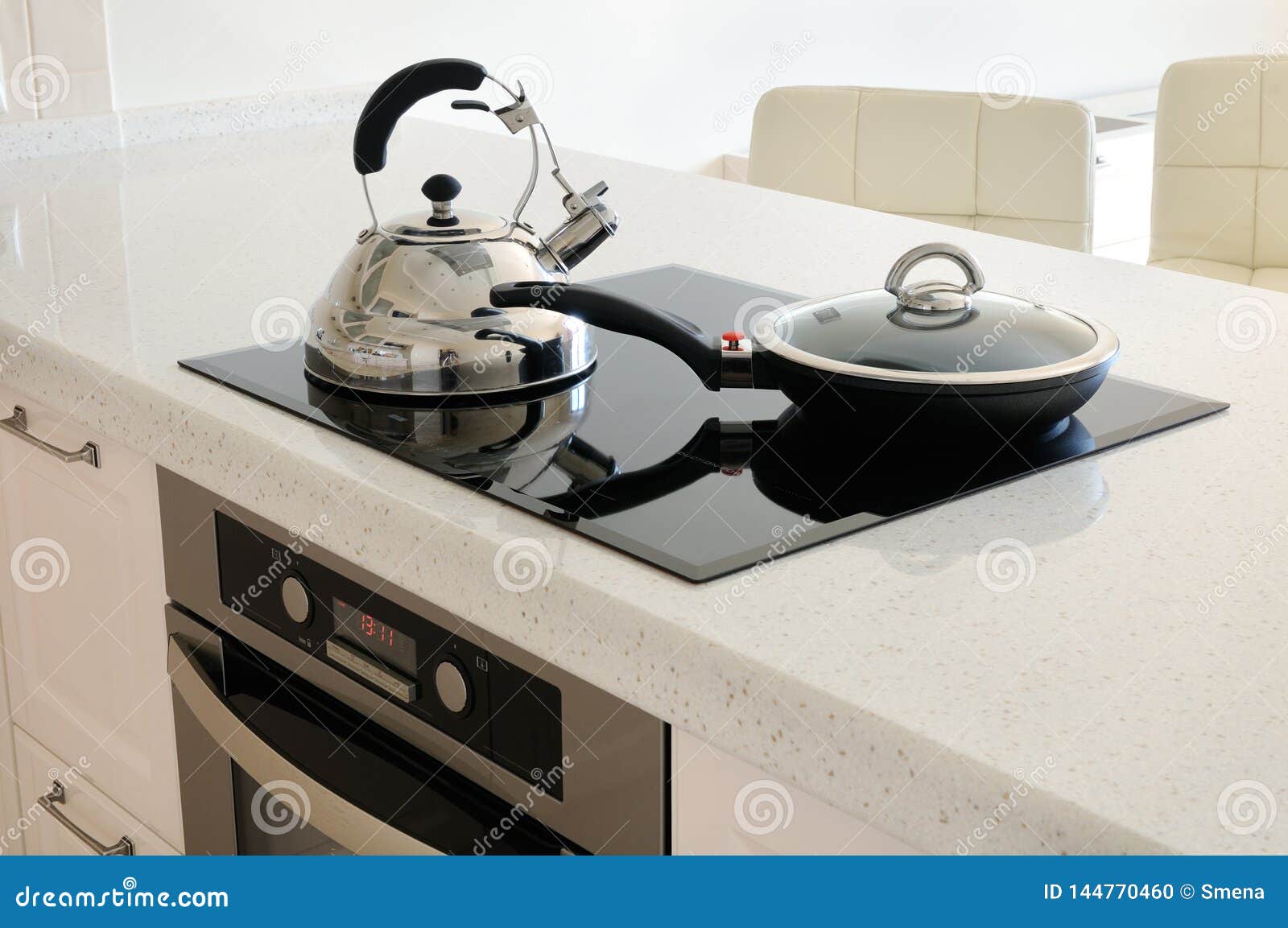 Stove of a modern kitchen. stock photo. Image of morning - 144770460