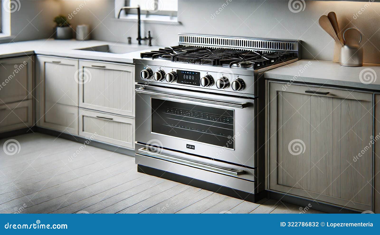 Stove in Modern Kitchen - Stainless Steel Finish with Digital Control ...
