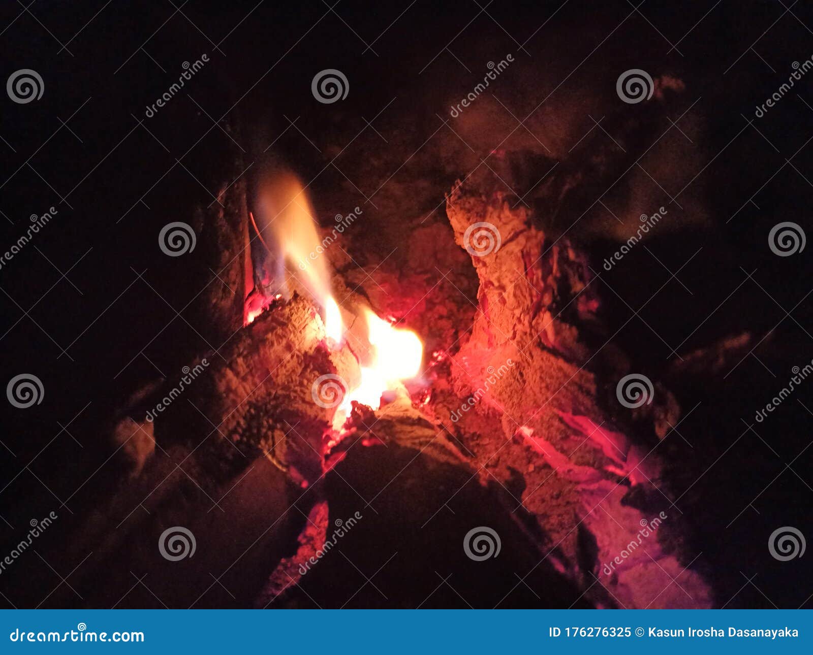 Stove and Red Fire in the Dark Night Stock Image - Image of stove, fire ...