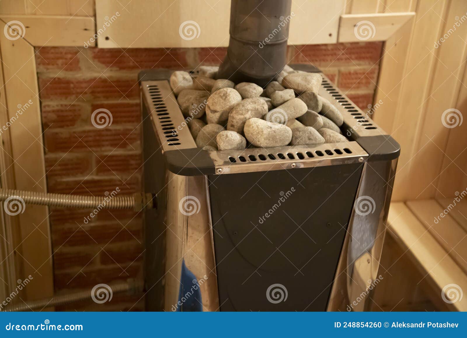 Stove with Stones in the Sauna. Sauna Stove Stock Photo - Image of ...