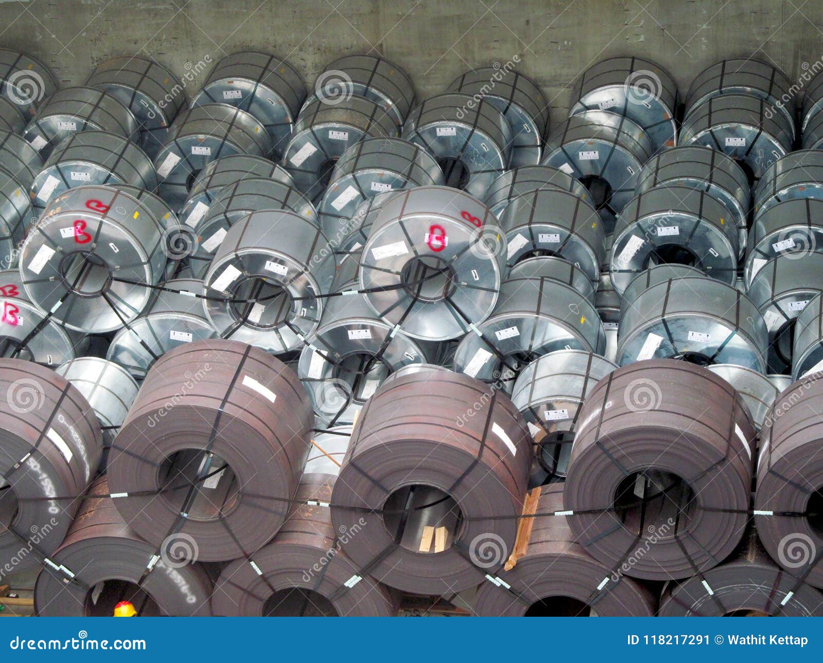 Stowage Steel Coil in the Hold. Stock Image - Image of business, carry ...