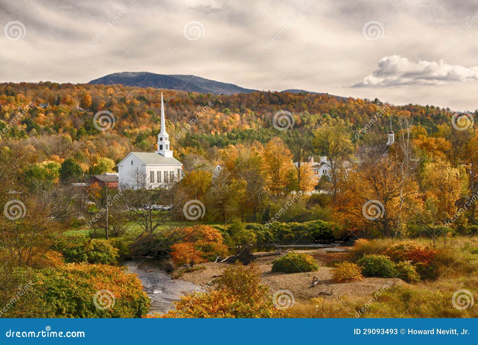 Stowe, Vt Church and Fall Foliage Stock Image - Image of season ...