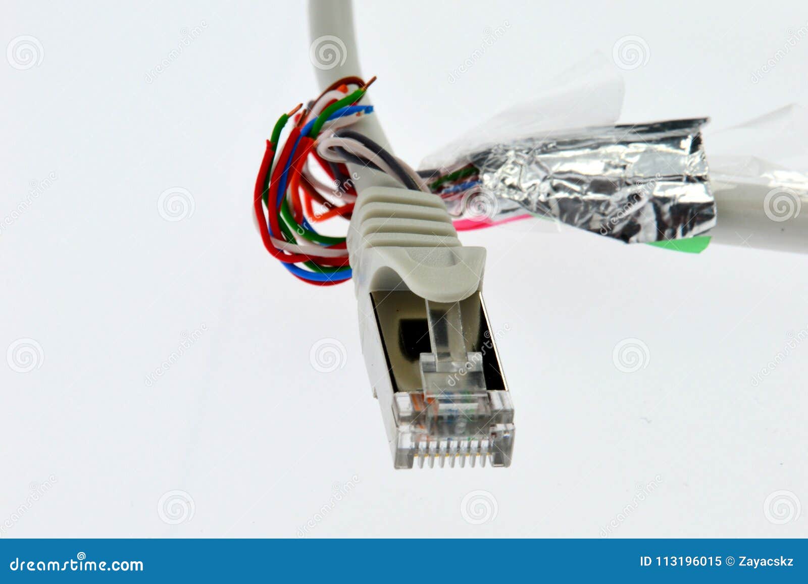 STP LAN CAT5e Cable Wires Shaped Like a Hand are Holding a Cable with ...