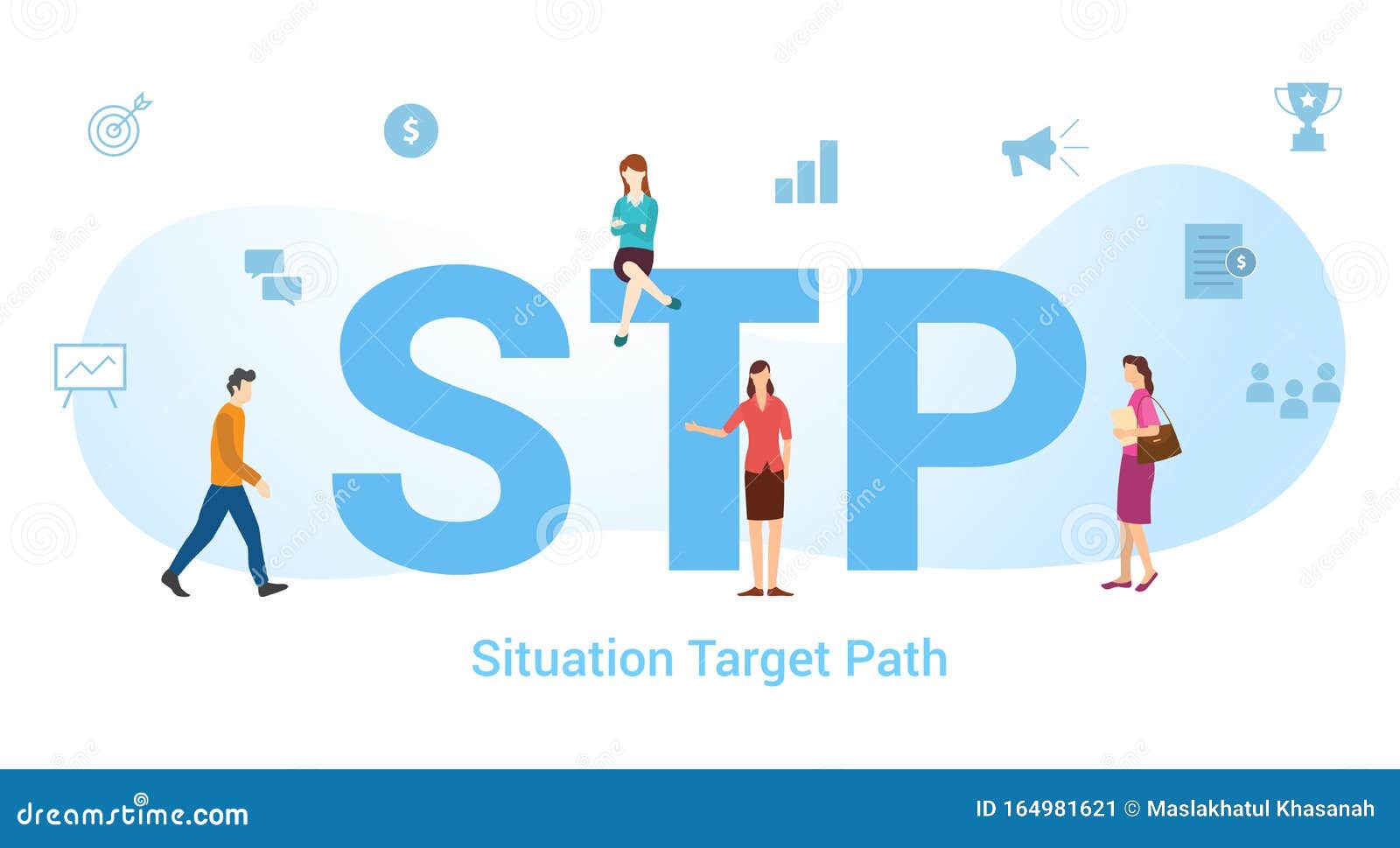 Stp Situation Target Path Concept with Big Word or Text and Team People ...