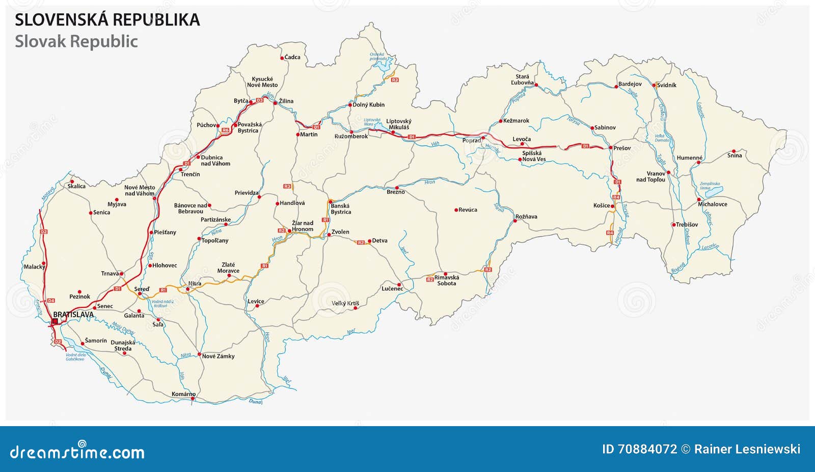 Straßenkarte von Slowakei stock abbildung. Illustration von ...