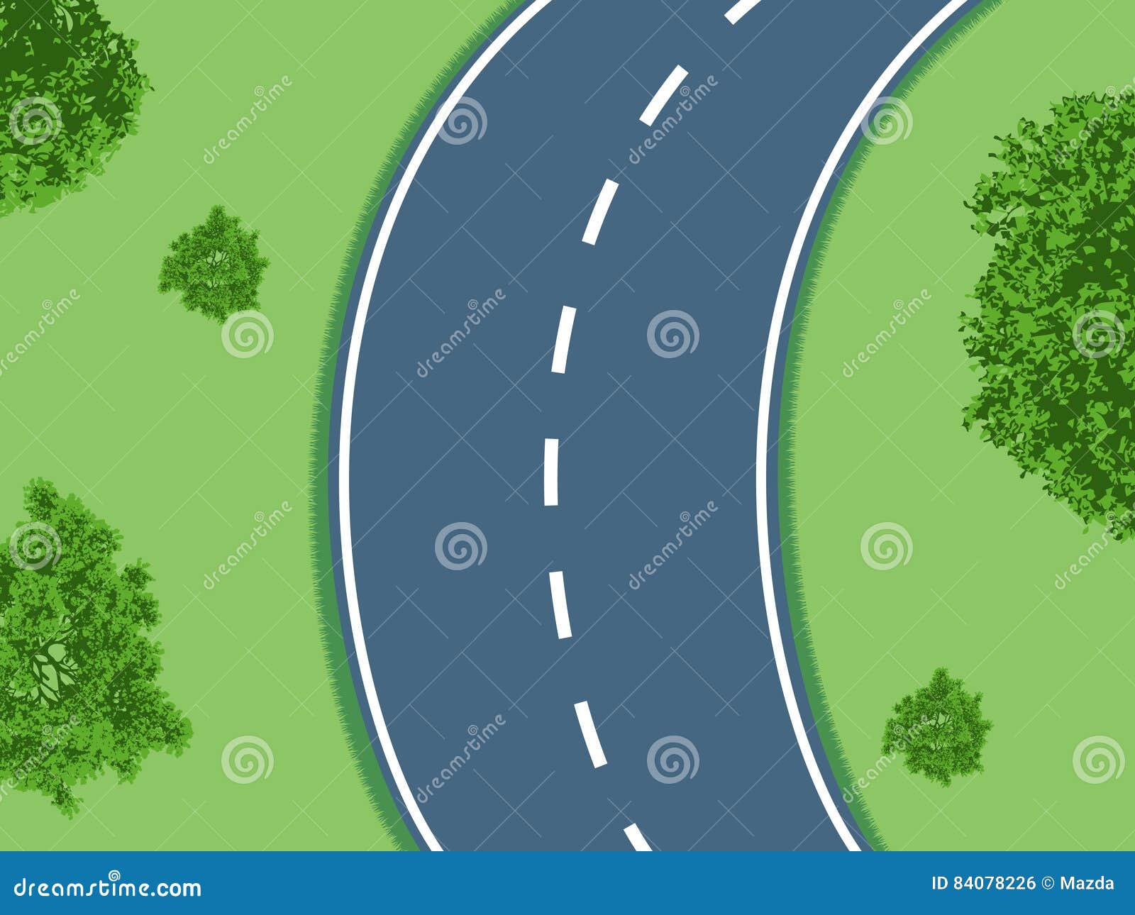 Strada Curva Con I Cespugli Illustrazione Vettoriale - Illustrazione di ...