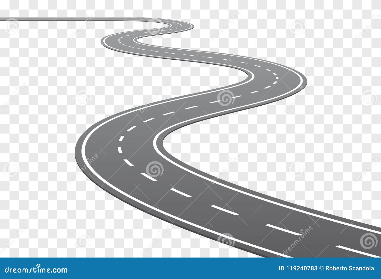 Strada Curva Vettore Con Le Linee Bianche Illustrazione Vettoriale ...