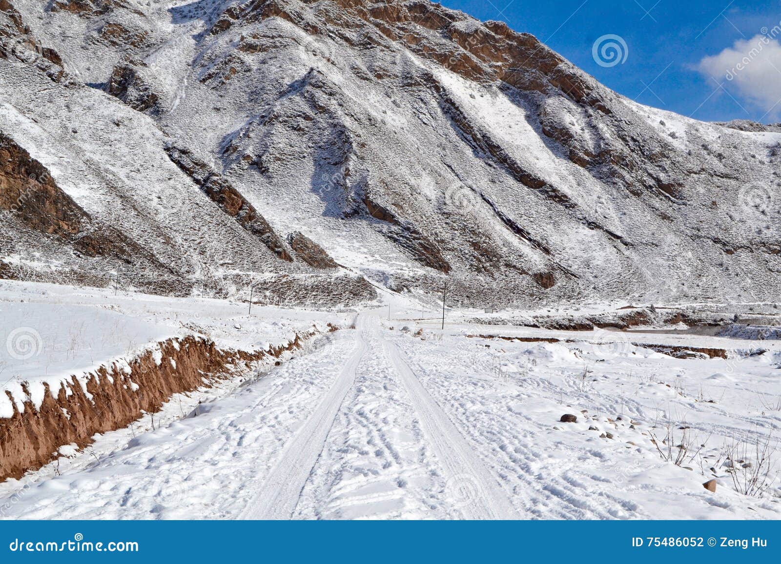 Strada innevata in inverno fotografia stock. Immagine di luccio - 75486052