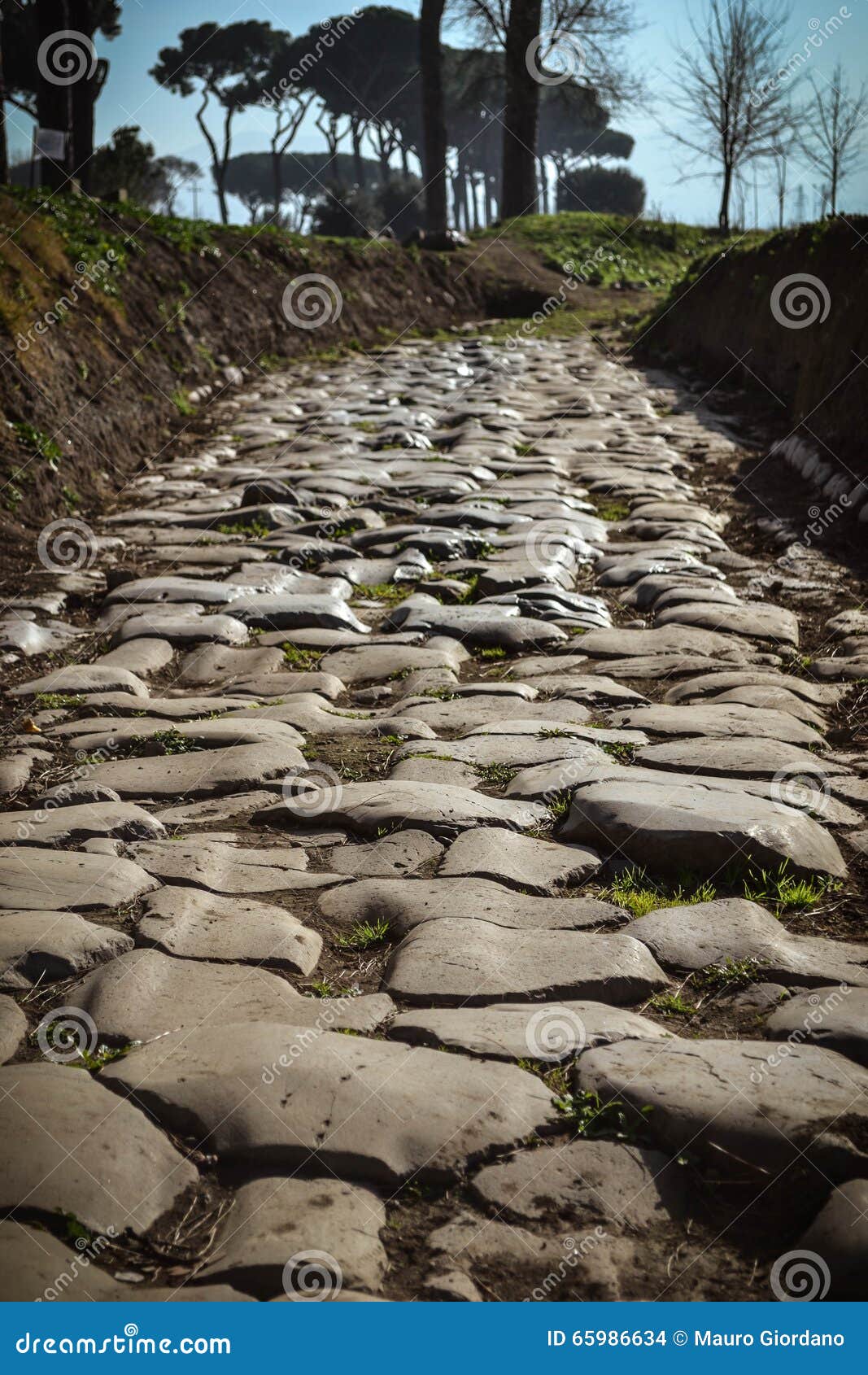 Strada romana antica fotografia stock. Immagine di parco - 65986634