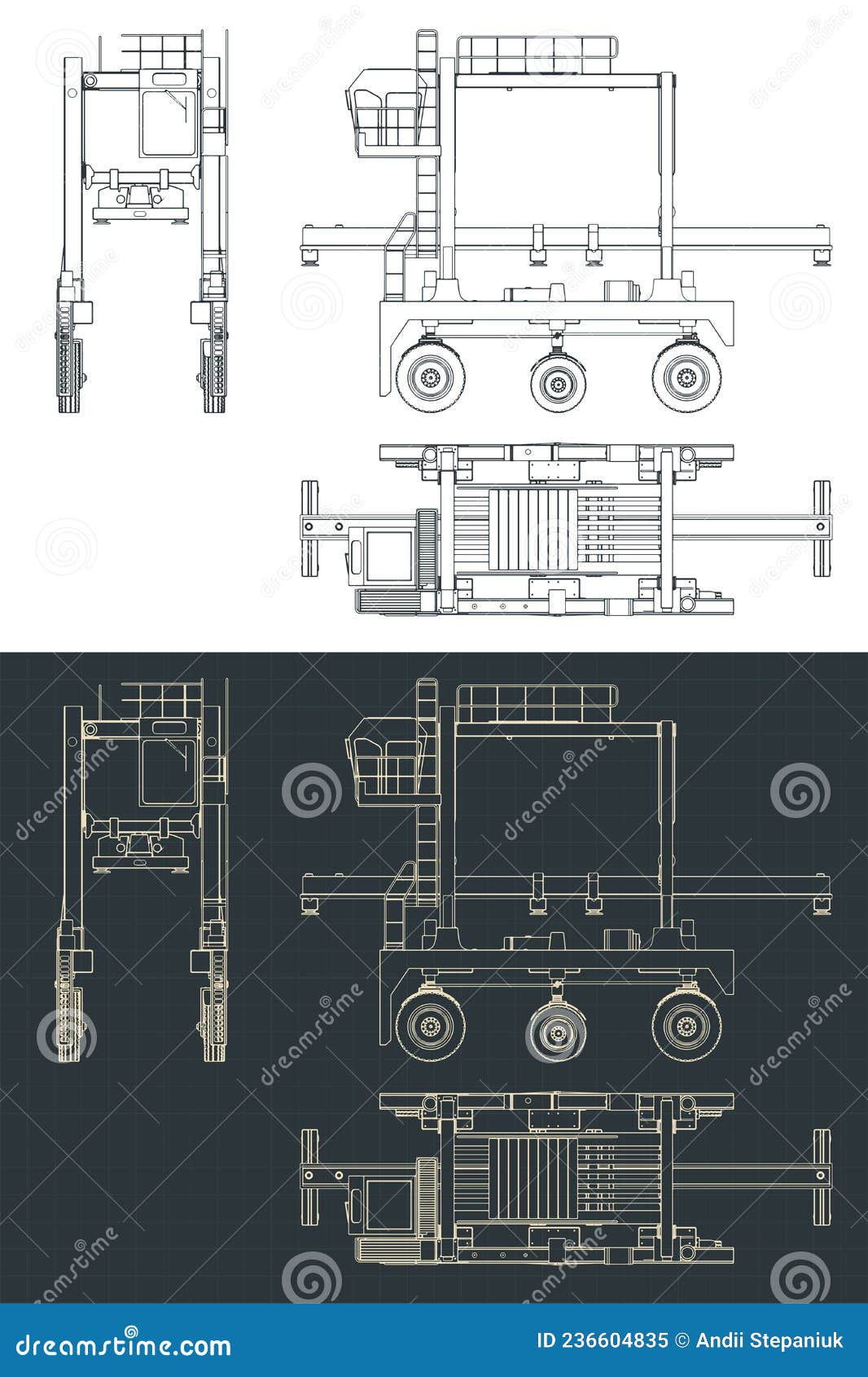 Straddle Carrier With Container Cartoon Vector | CartoonDealer.com ...