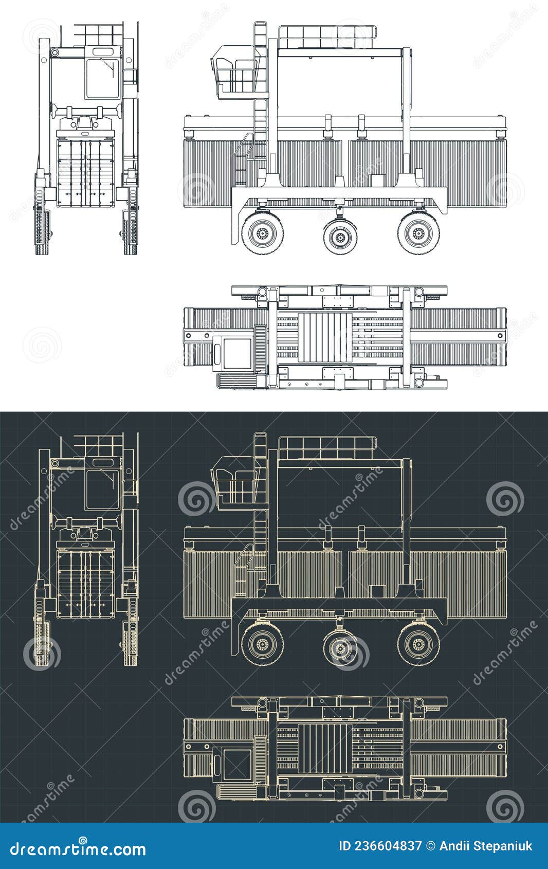 Straddle Carrier With Container Cartoon Vector | CartoonDealer.com ...