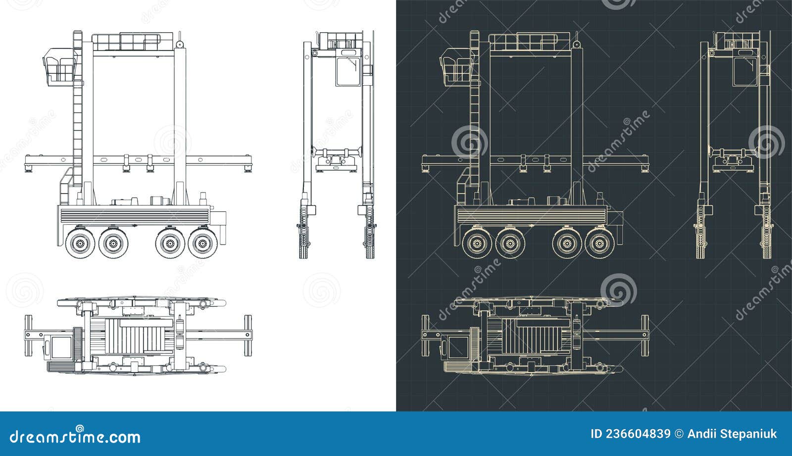 Straddle Carrier With Container Cartoon Vector | CartoonDealer.com ...