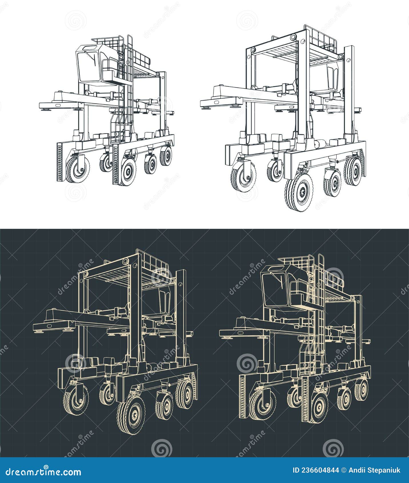Straddle Carrier With Container Cartoon Vector | CartoonDealer.com ...