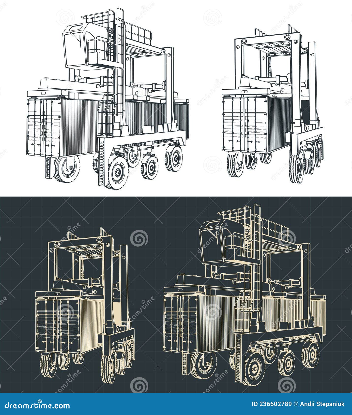 Straddle Carrier Illustrations Cartoon Vector | CartoonDealer.com ...
