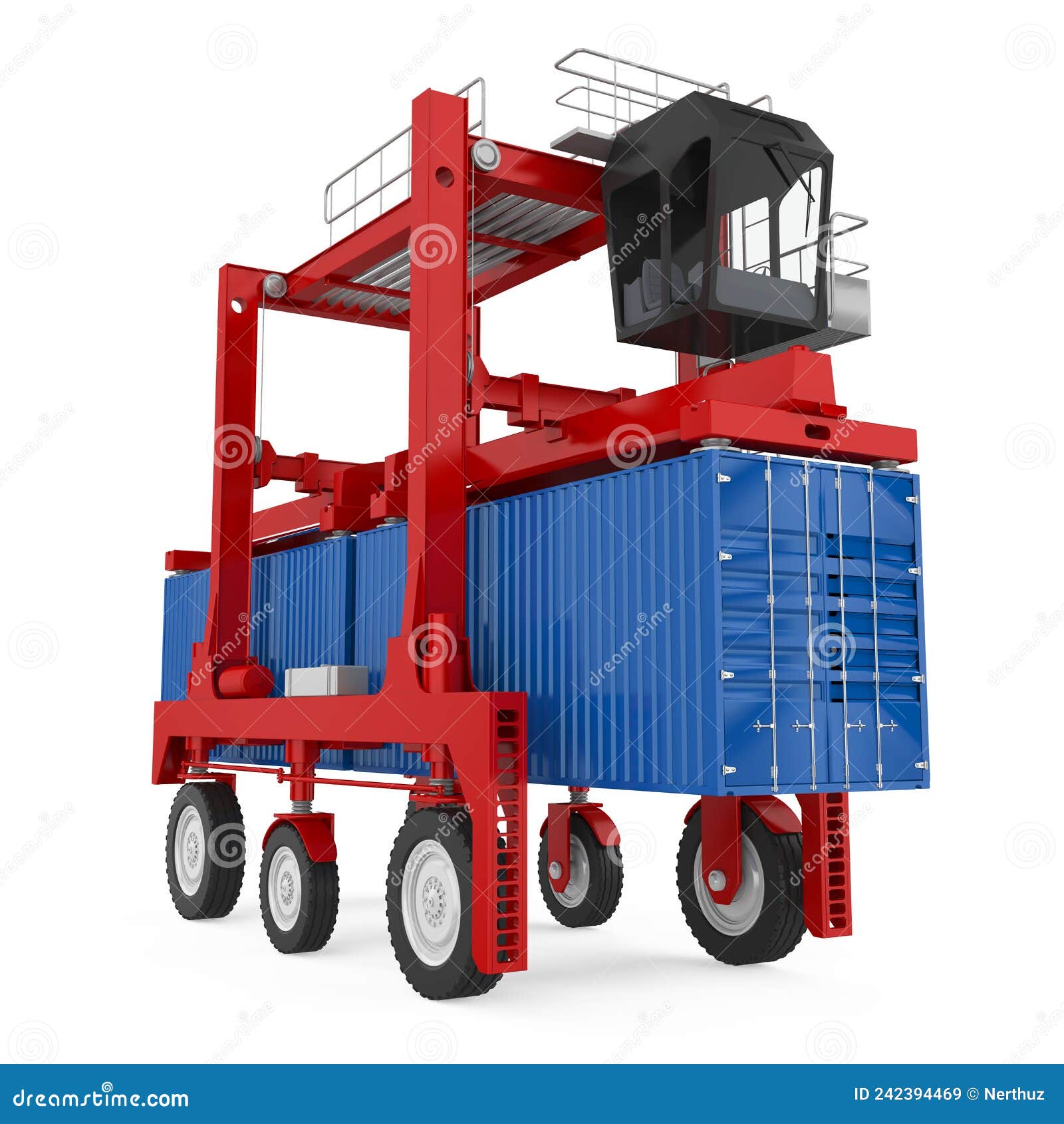 Straddle Carrier With Container Cartoon Vector | CartoonDealer.com ...