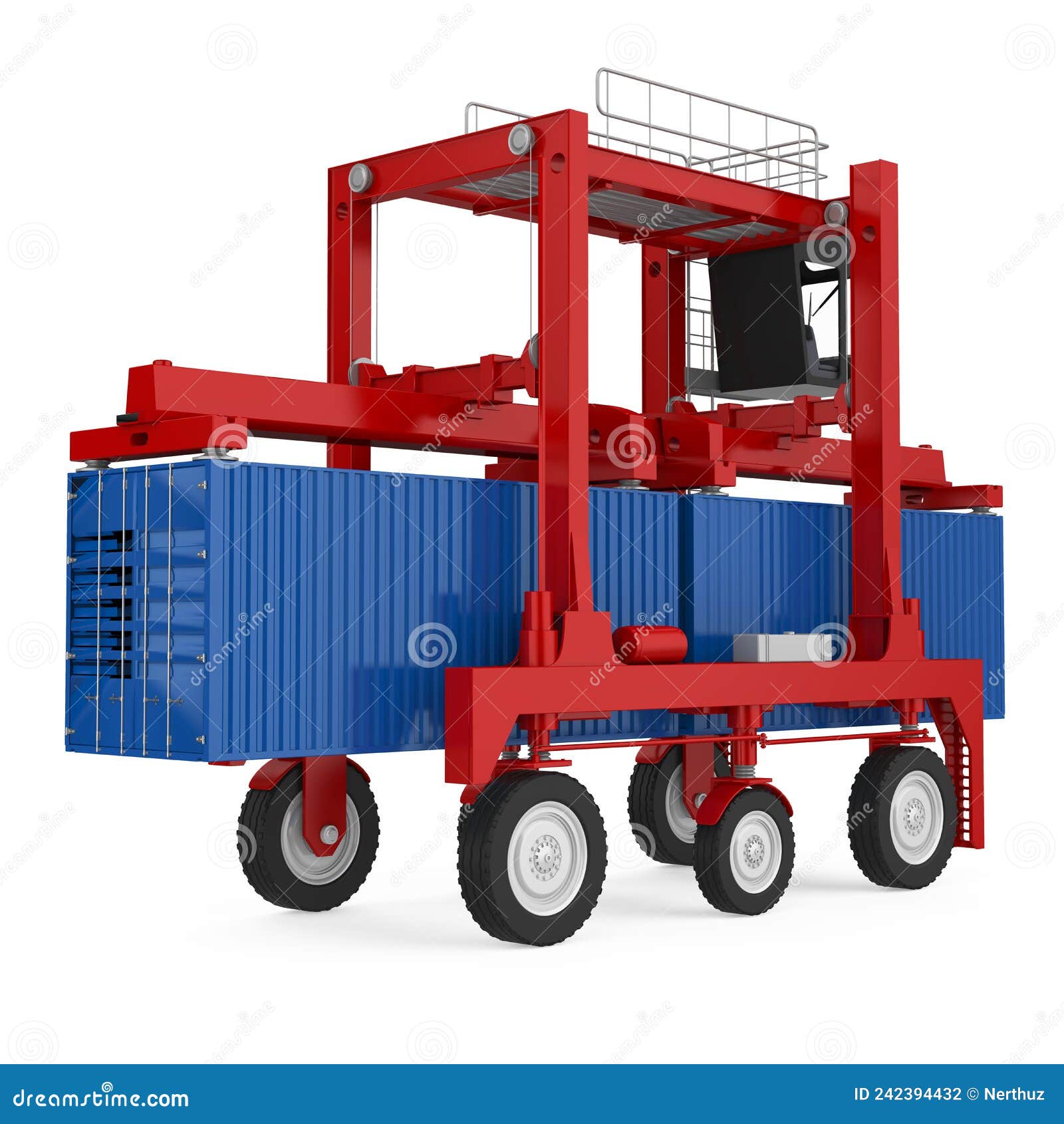 Straddle Carrier With Container Cartoon Vector | CartoonDealer.com ...