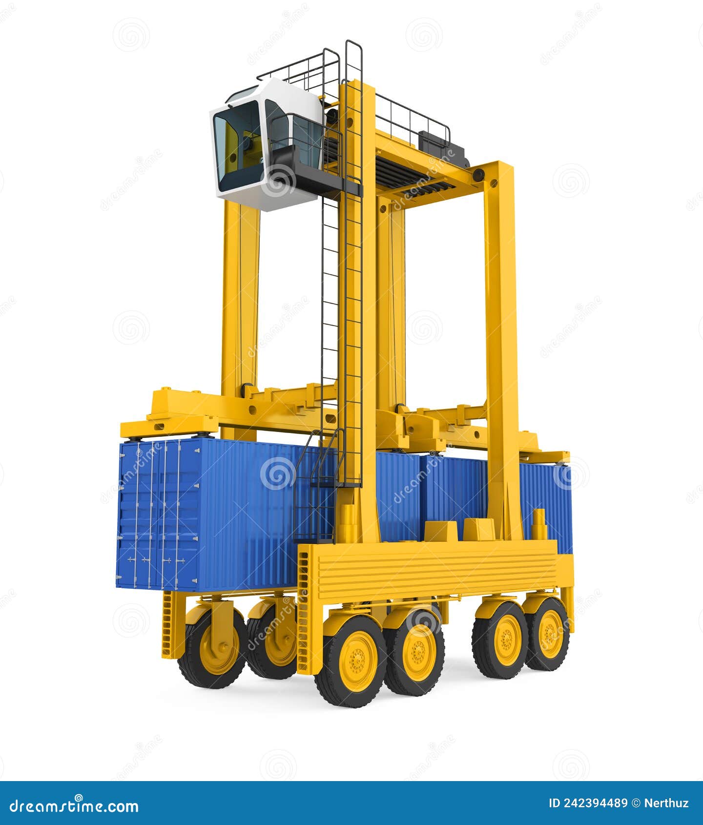 Straddle Carrier With Container Cartoon Vector | CartoonDealer.com ...