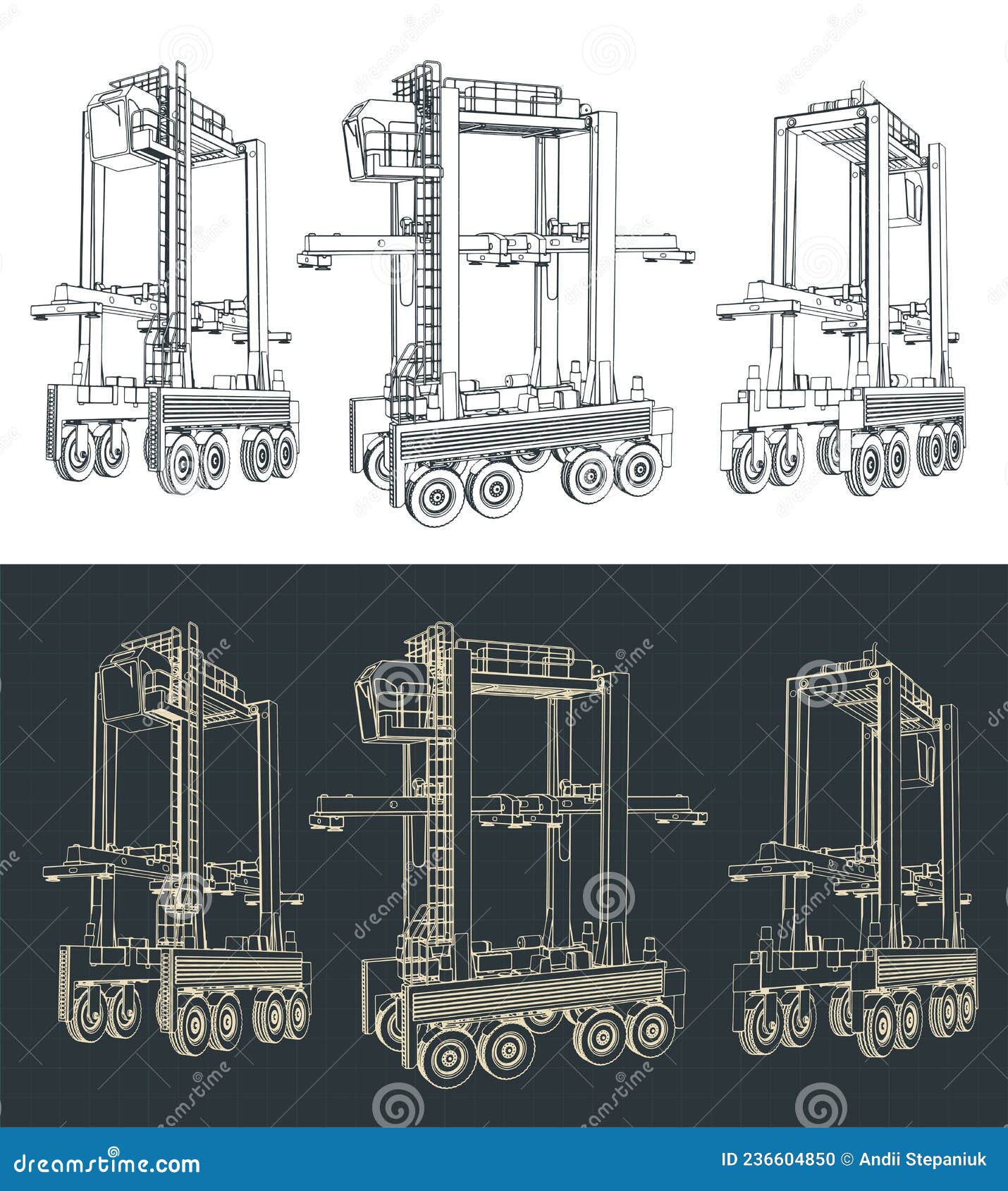 Straddle Carrier With Container Cartoon Vector | CartoonDealer.com ...