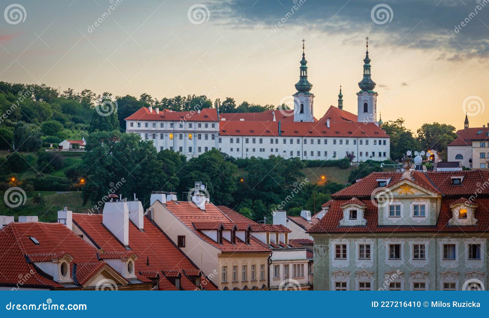 Strahov Monastery in Prague by the Sunset Stock Photo - Image of praha ...