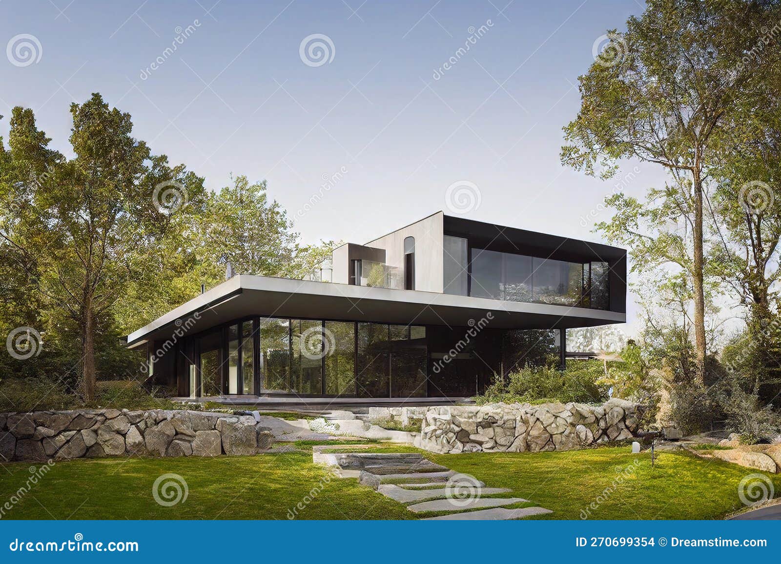 Straight-angled Forms in Architecture of Buildings Modern House ...