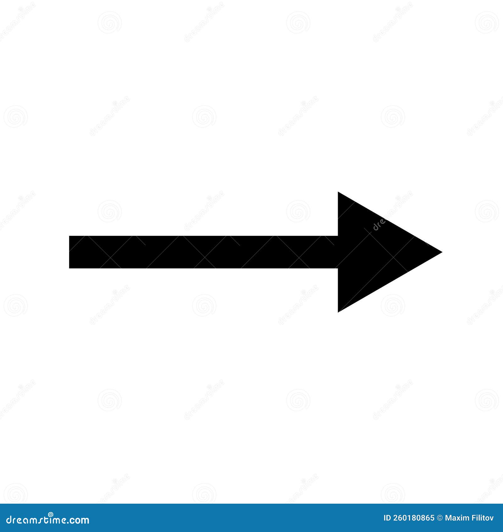 Straight Arrow Icon. Black Vector Thin Arrow. Black Direction Pointer ...