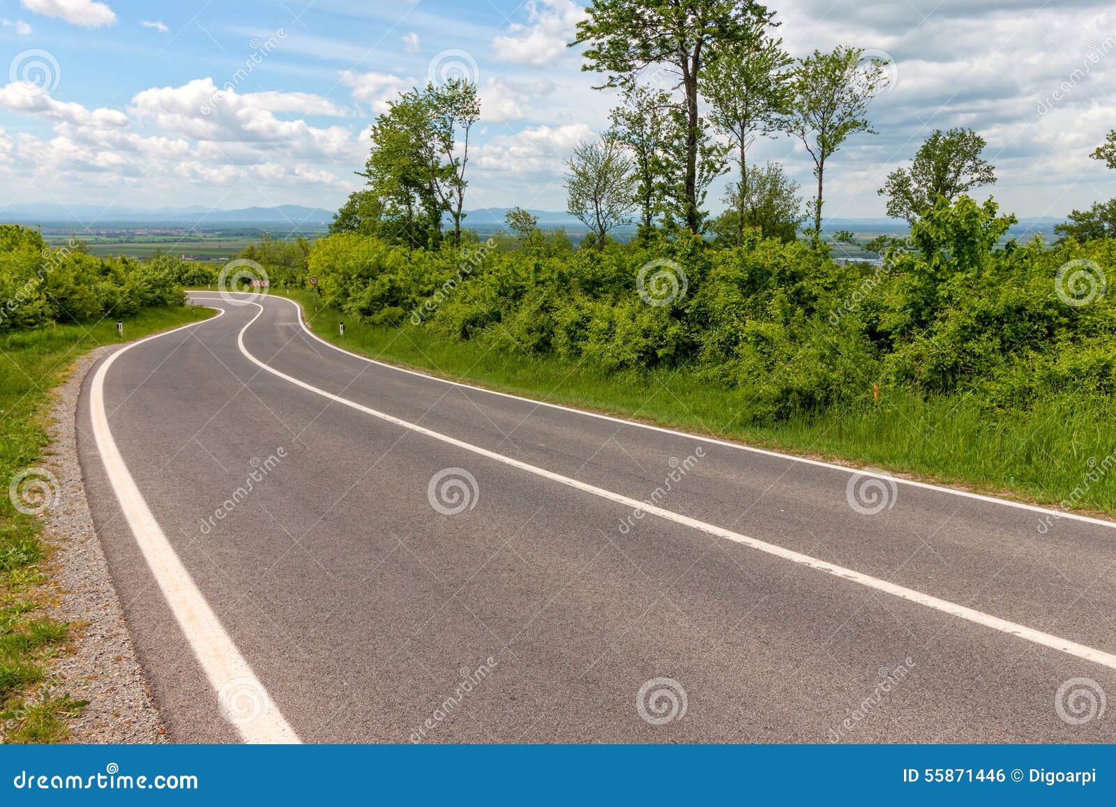 Straight Asphalt Road In The Beautiful Alpine Valley In Slovenia ...