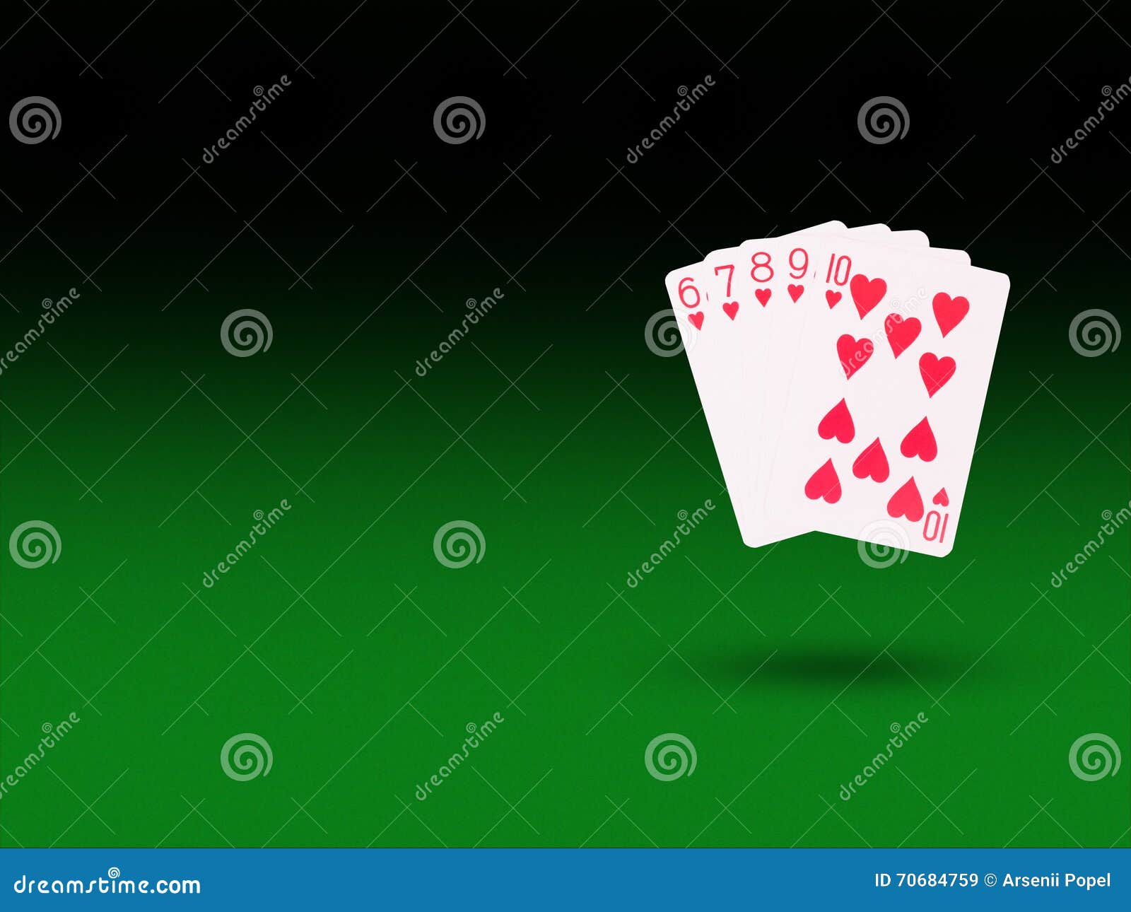 Straight Flush Playing Cards on the Poker Table Stock Image - Image of ...