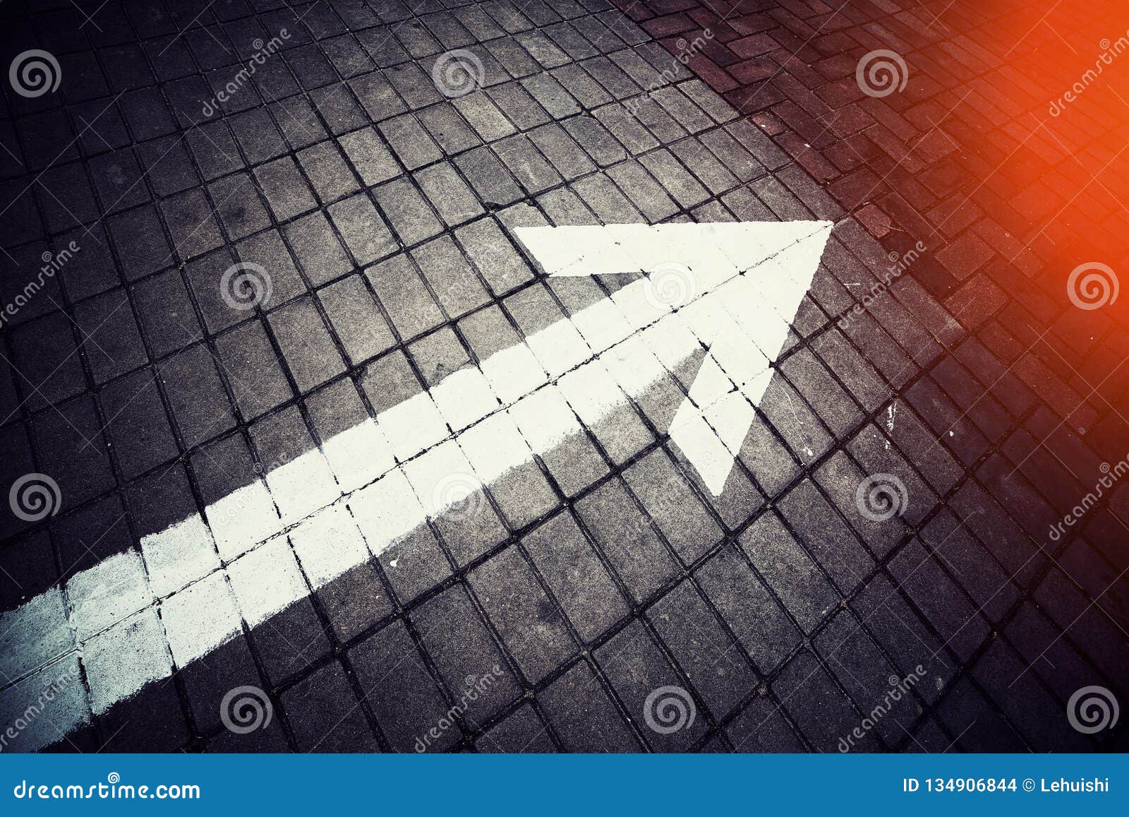 Straight Forward Sign on Brick Floor Stock Photo - Image of marking ...