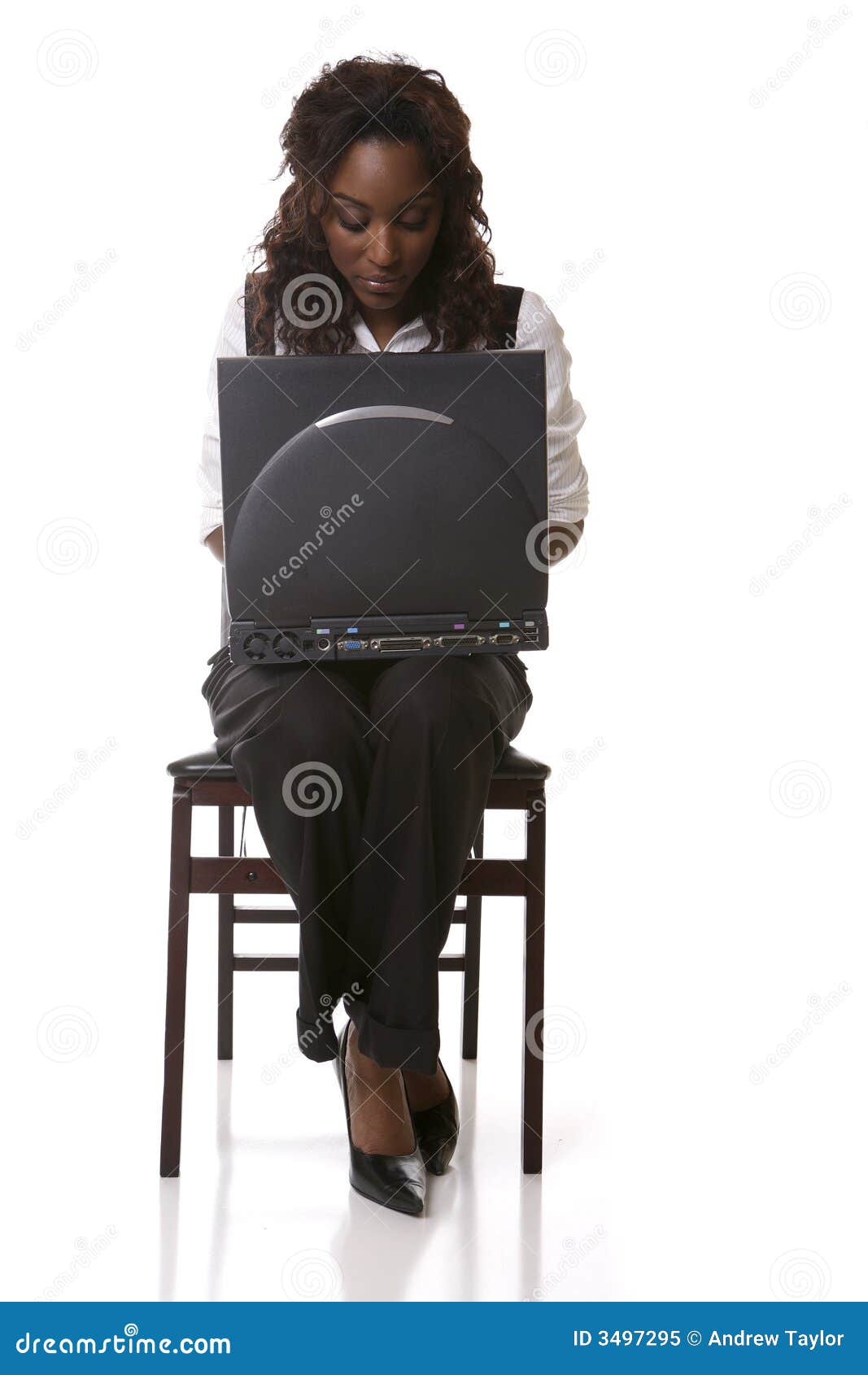 Straight on Girl on Computer Stock Image - Image of healthy, person ...